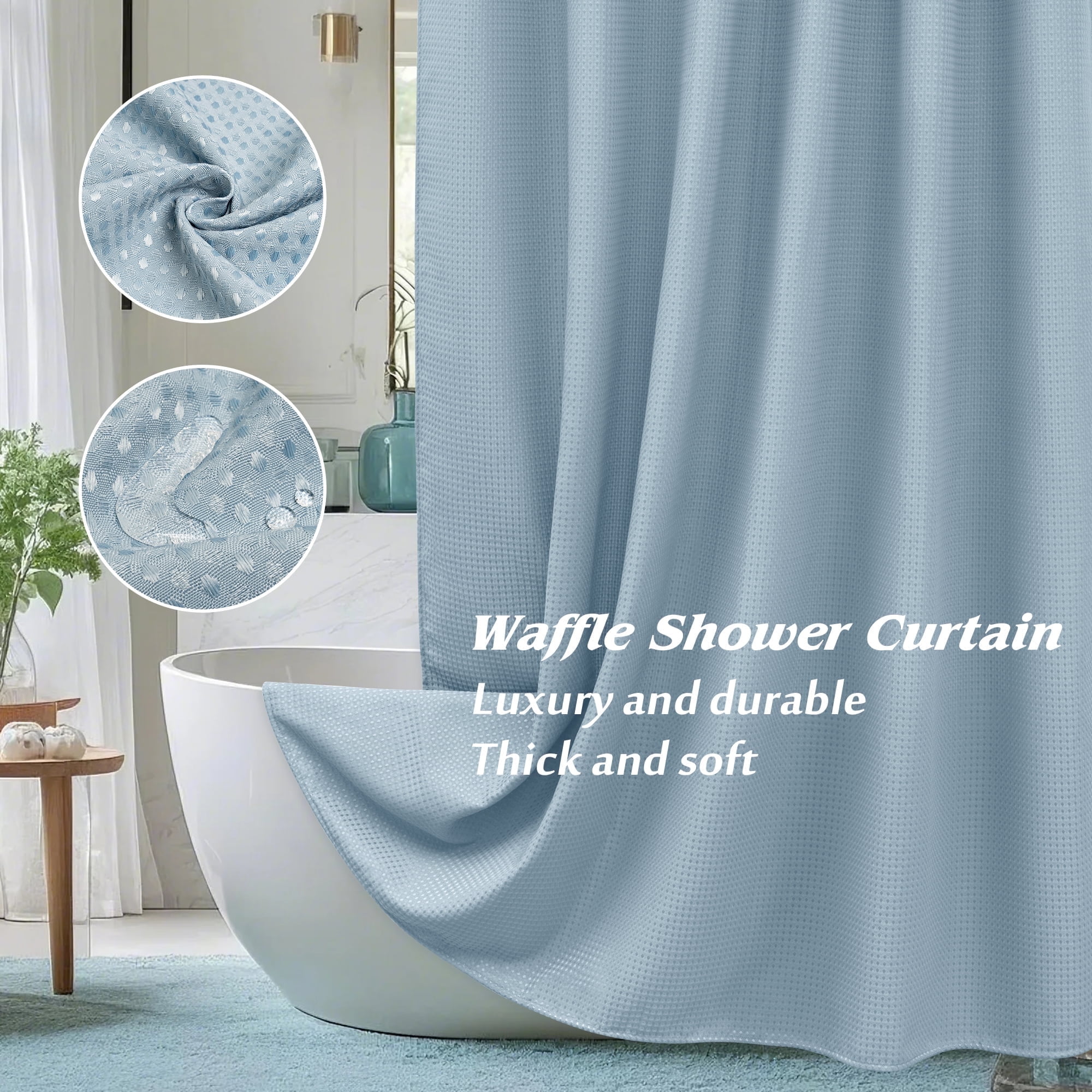 Inosoo Thick Waffle Weave Shower Curtain, 72"x 72" Luxury Hotel Fabric ...