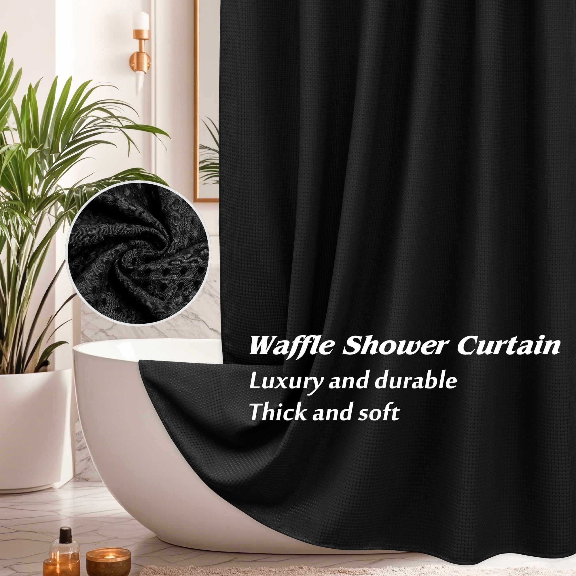 Inosoo Waffle Textured Shower Curtain, 72"W x 84"L Heavy Duty Tall ...