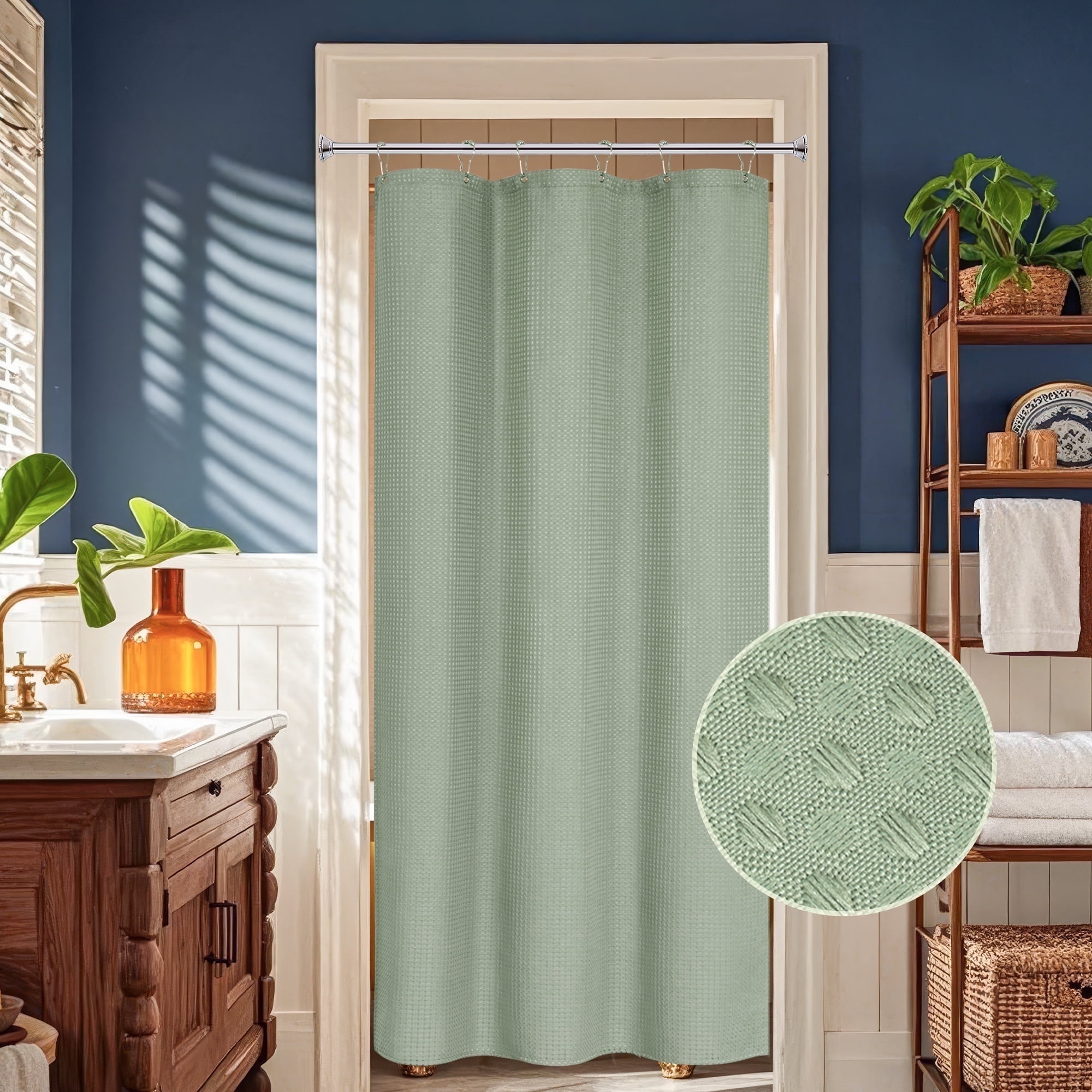 Inosoo Waffle Weave Fabric Shower Curtain, 36"x 72" Small Half Size ...
