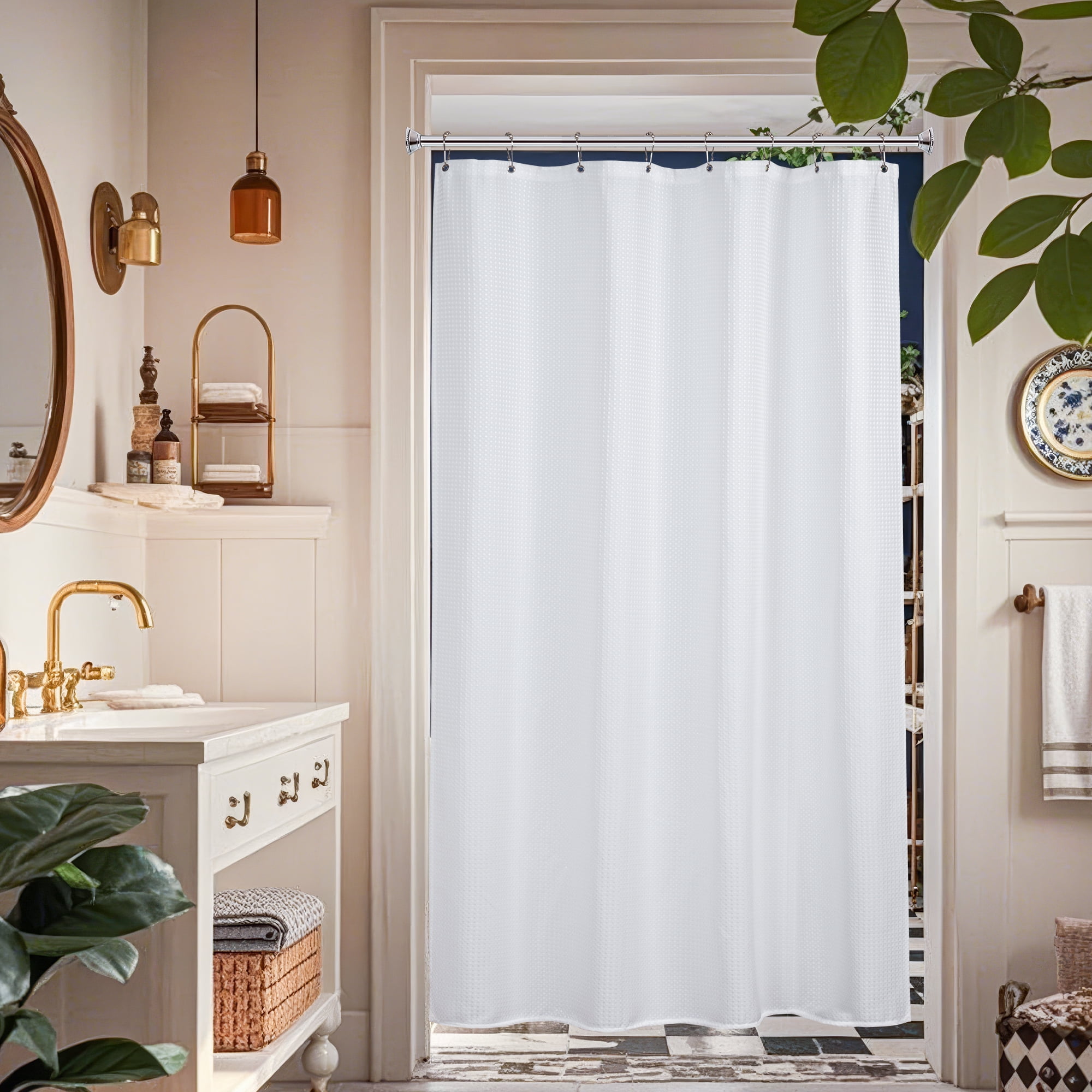 Inosoo Waffle Weave Fabric Shower Curtain, 48"W x 72"H Narrow Size ...