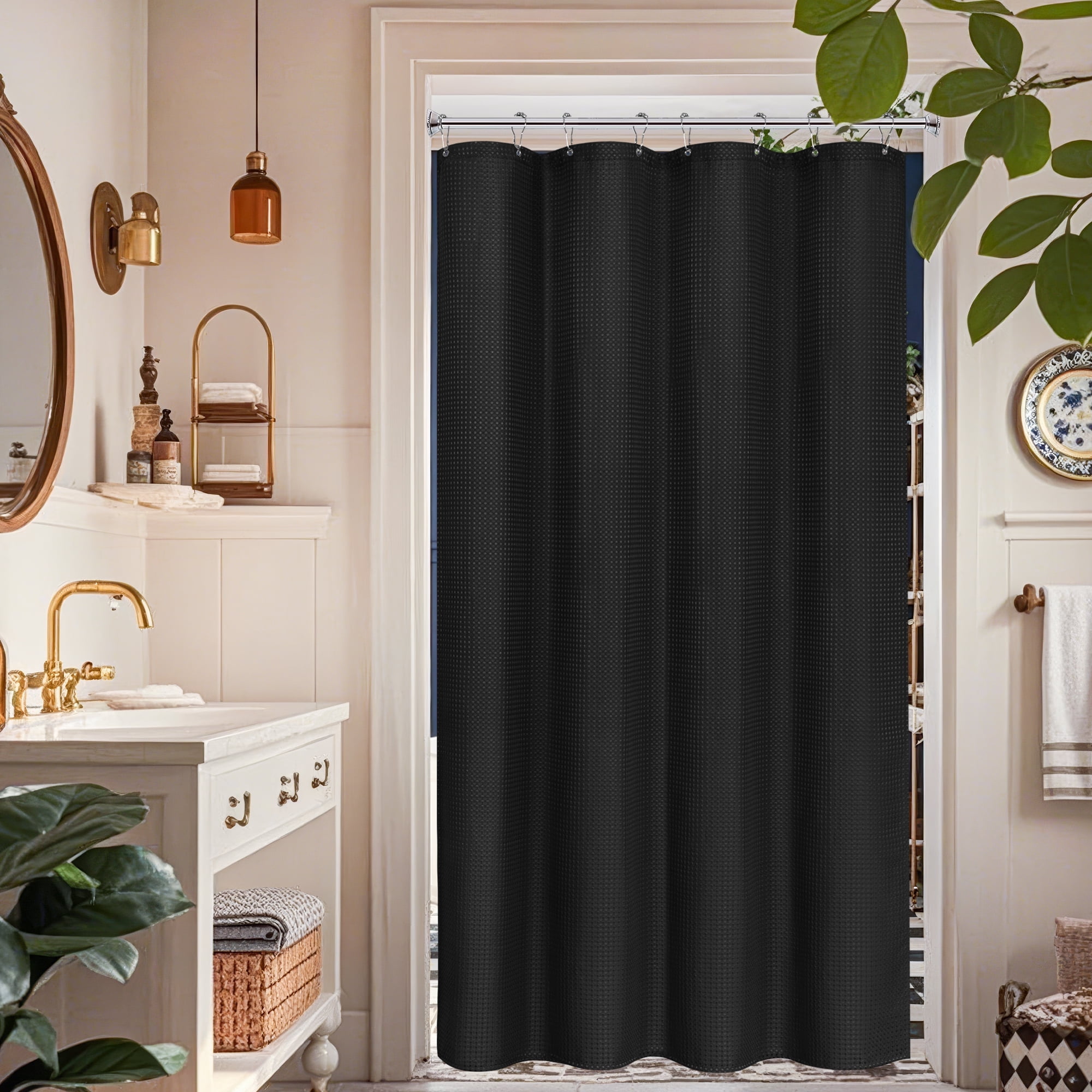 Inosoo Waffle Weave Fabric Shower Curtain, 48"W x 72"H Narrow Size ...
