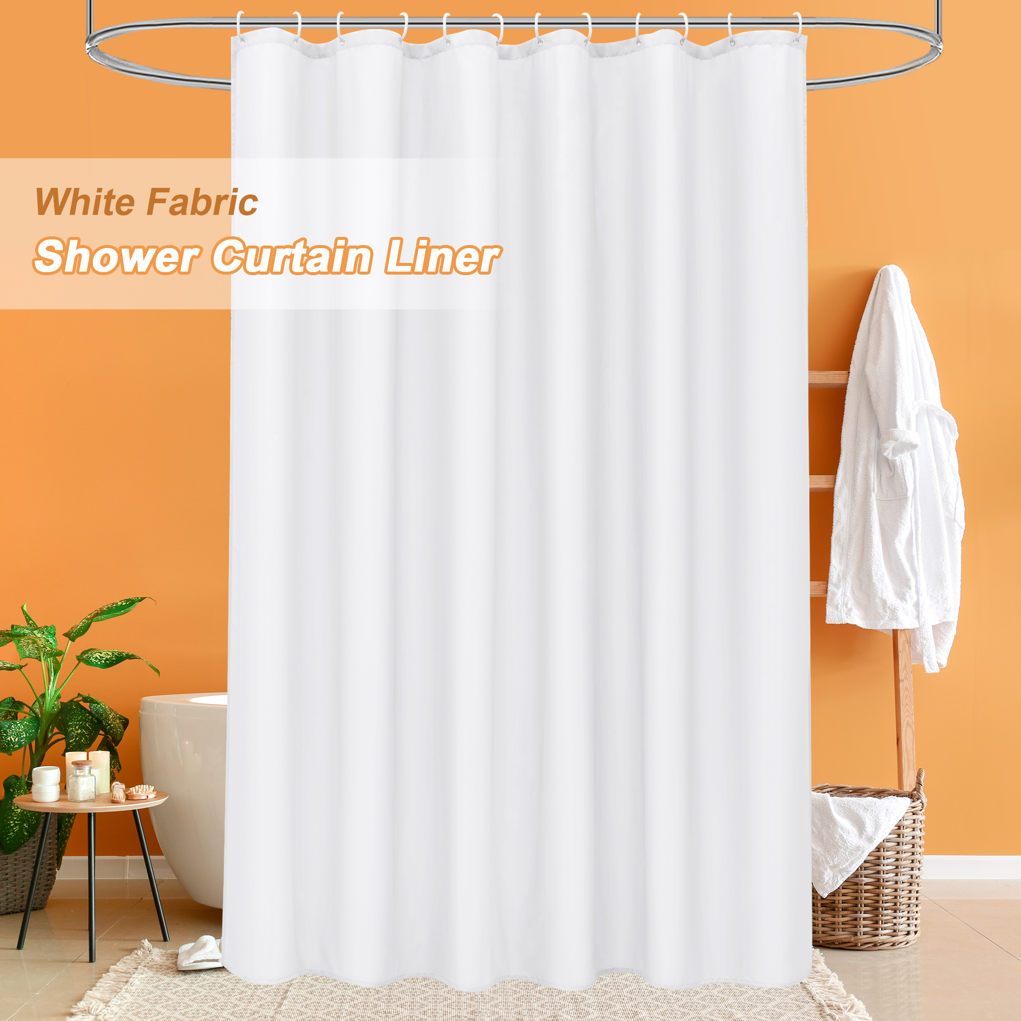 Mold & Mildew Resistant Wide Single Fabric Shower Curtain Liner in Rose ...