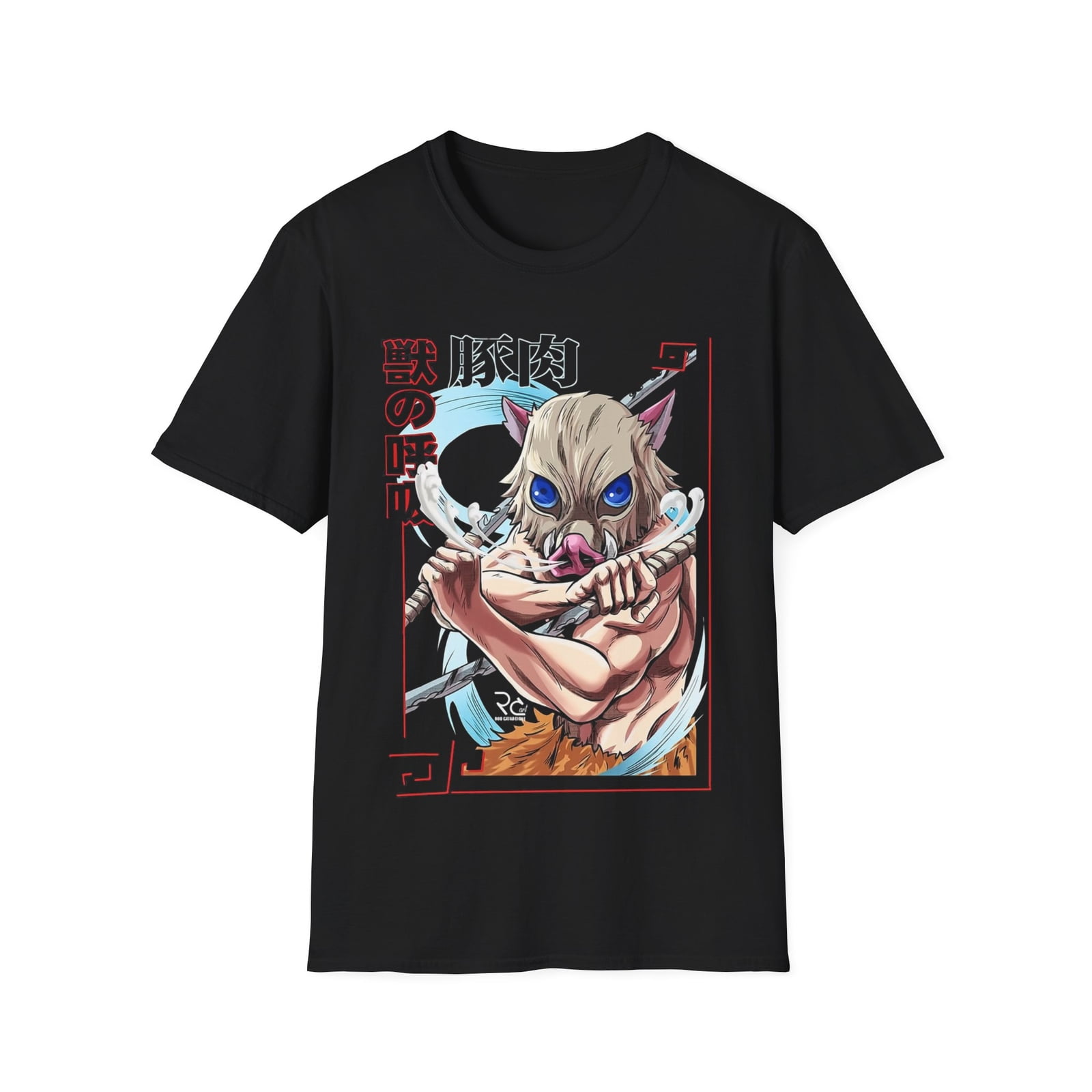Inosuke Hashibira Boar Head Sword T-Shirt, Demon Slayer Top, Anime Tee ...