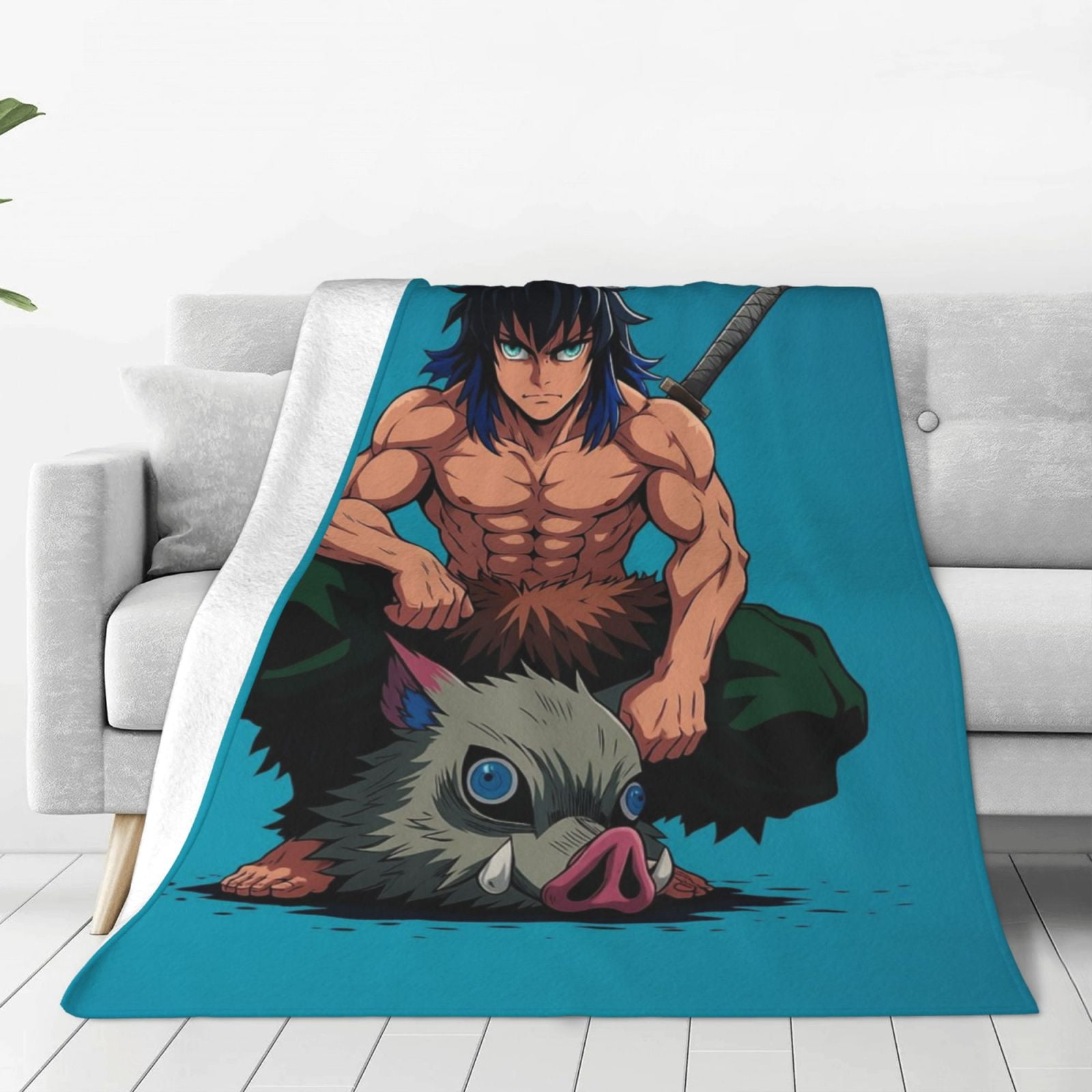 Inosuke Hashibira Demon Slayer Fleece Blanket Throw Soft Cozy Plush ...
