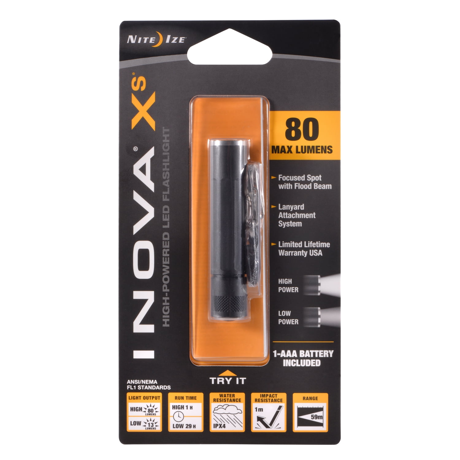 Inova XS Flashlight, Black - Walmart.com
