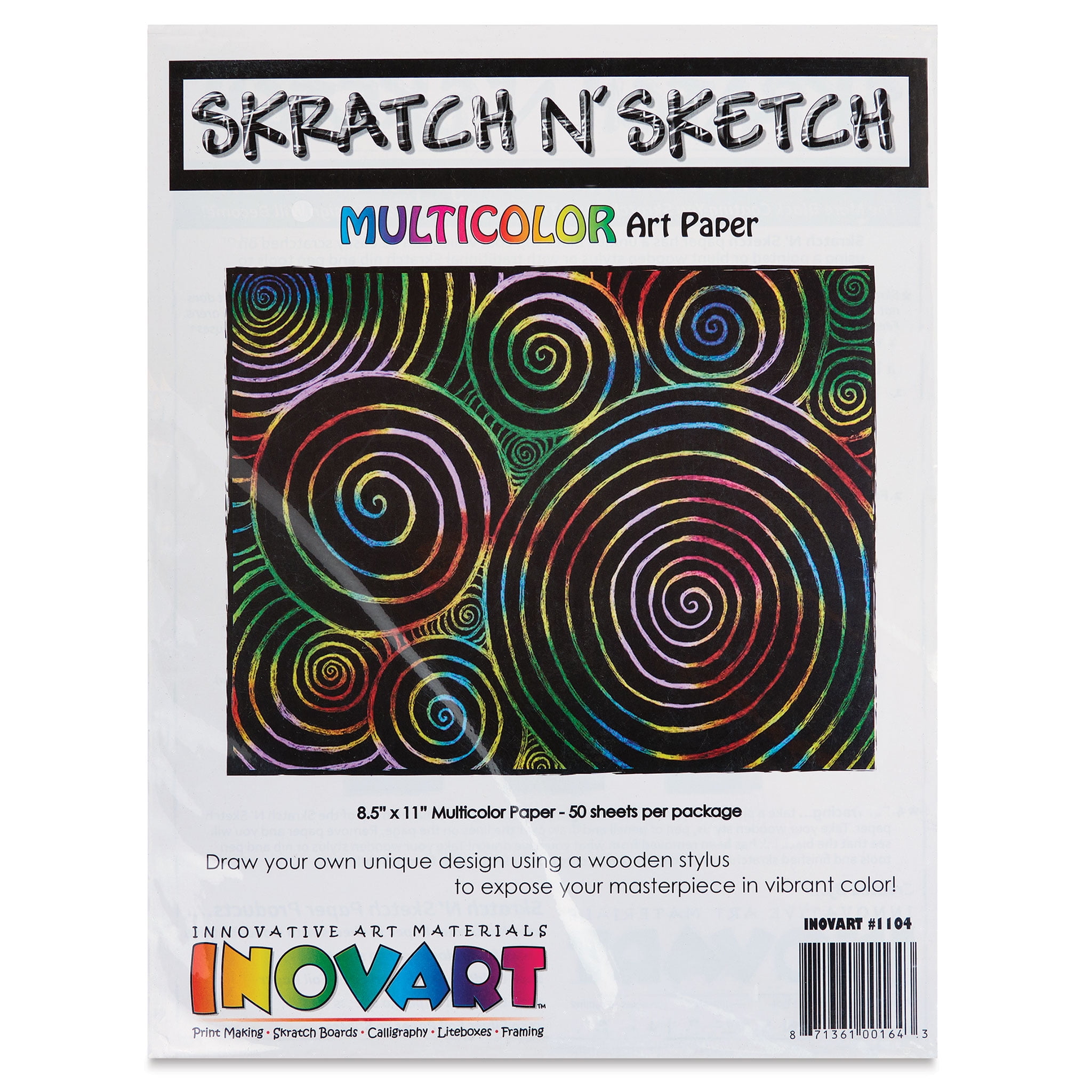 Inovart Skratch N' Sketch Scratch Paper - Multicolor, Pkg of 50 ...
