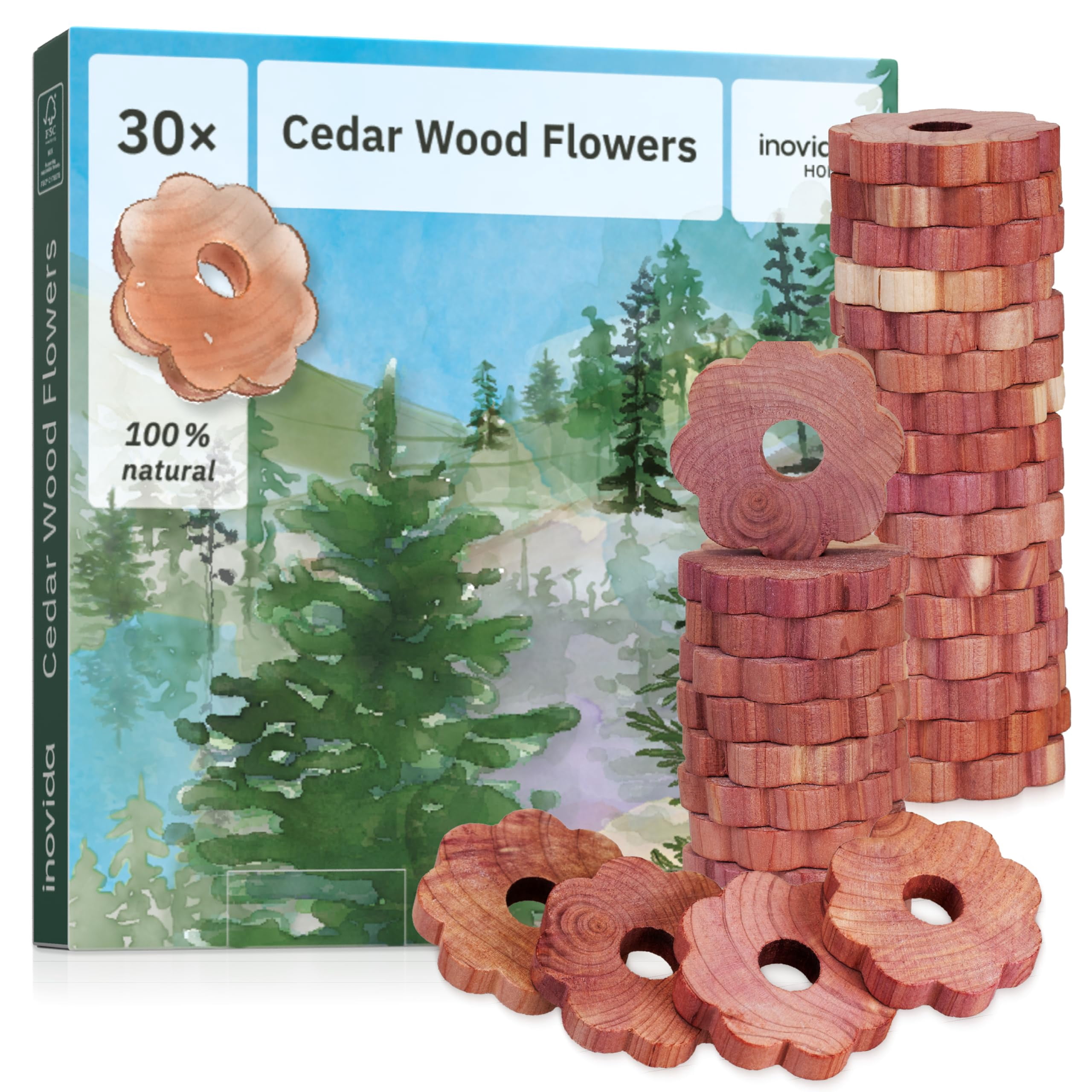Inovida 30 American Cedar Wood Rings - Stop Clothes Damage - Wardrobe ...
