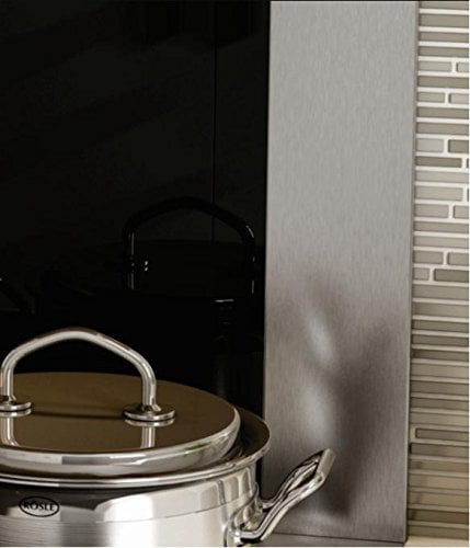 Inoxia GAMMA Genuine Stainless Steel Kitchen Backsplash with a Black ...