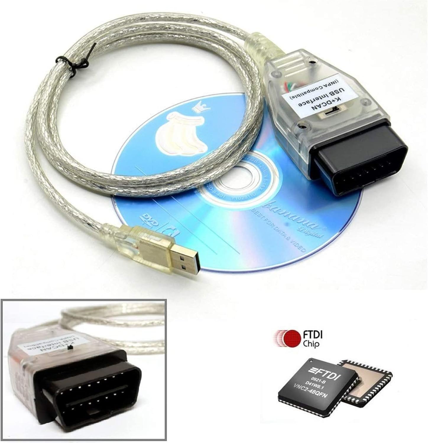 Inpa k d can Cable k+ can ediabas USB obd2 kcan dcan Interface Switch ...