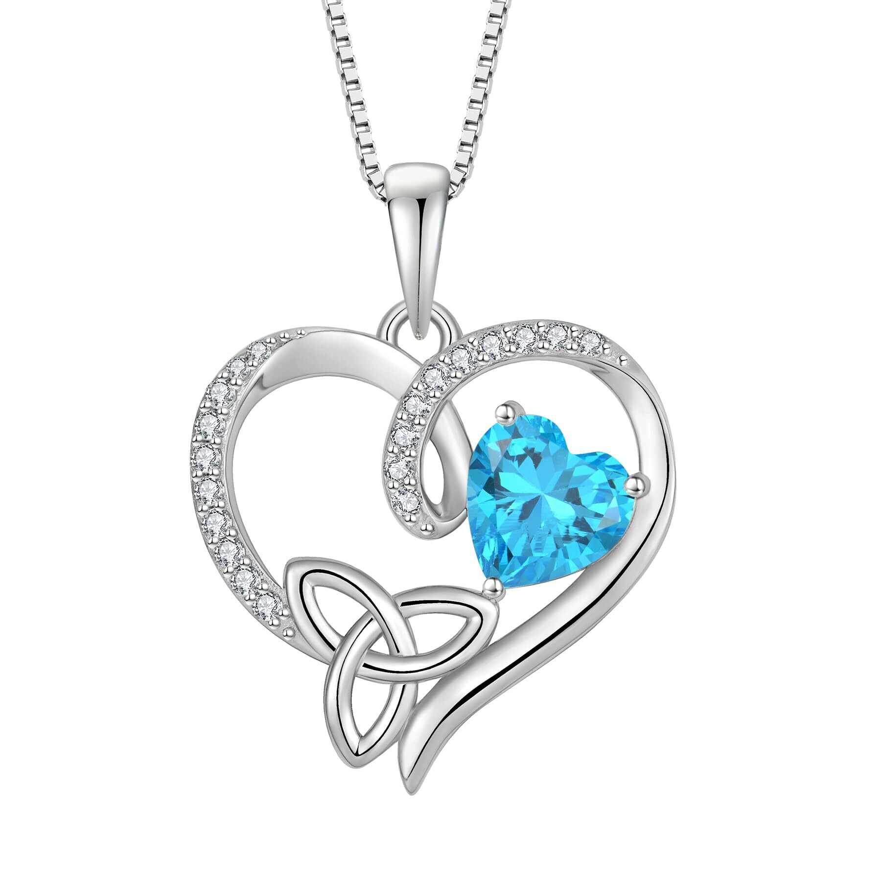Inpasne Celtic Knot Necklace 925 Sterling Silver Love Heart Trinity ...