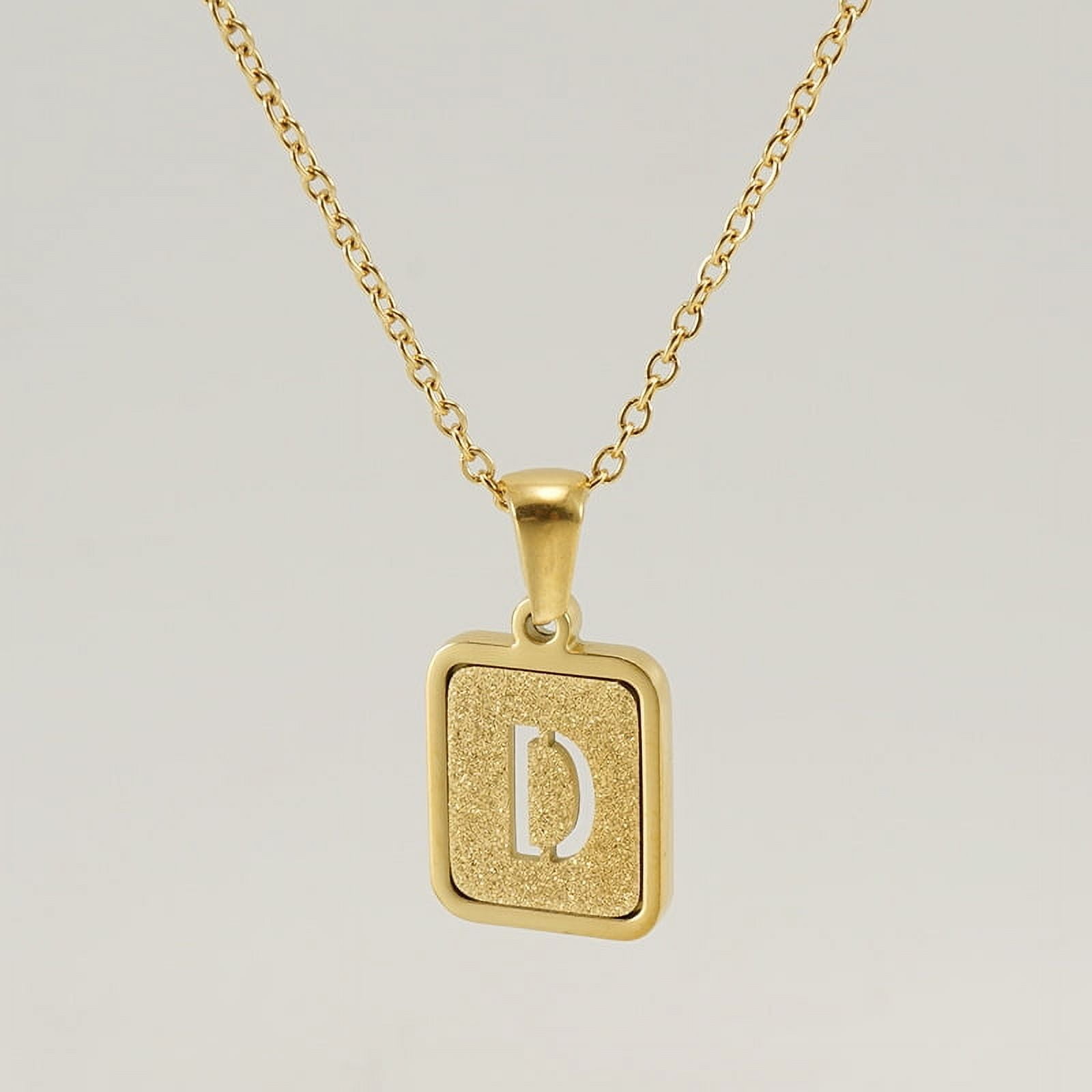 Inpasne Initial D Necklace For Women 18K Gold Plated Square Letter ...