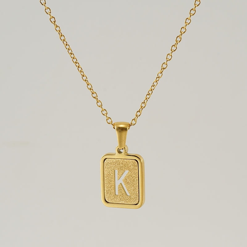 Inpasne Initial K Necklace For Women 18K Gold Plated Square Letter ...