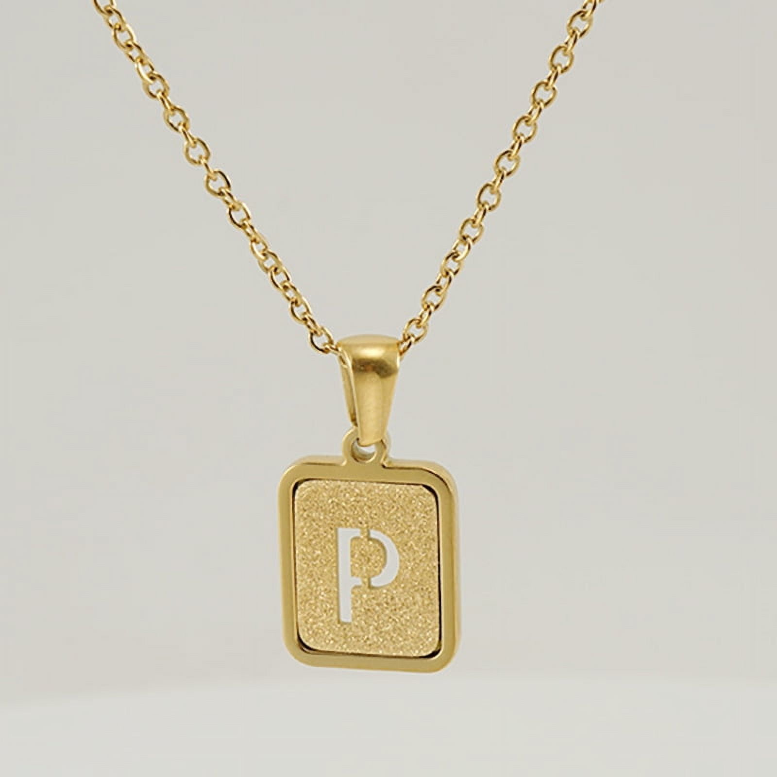 Inpasne Initial P Necklace For Women 18K Gold Plated Square Letter ...