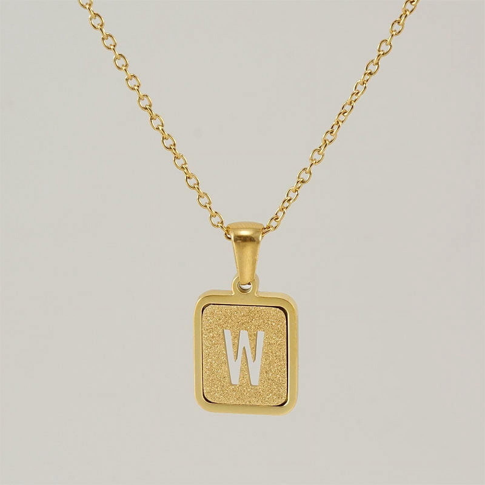 Inpasne Initial W Necklace For Women 18K Gold Plated Square Letter ...