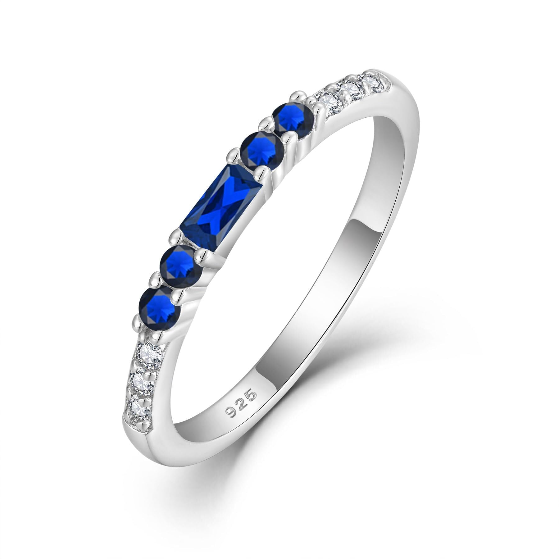 Inpasne Stackable Eternity Ring for Women 925 Sterling Silver Baguette ...