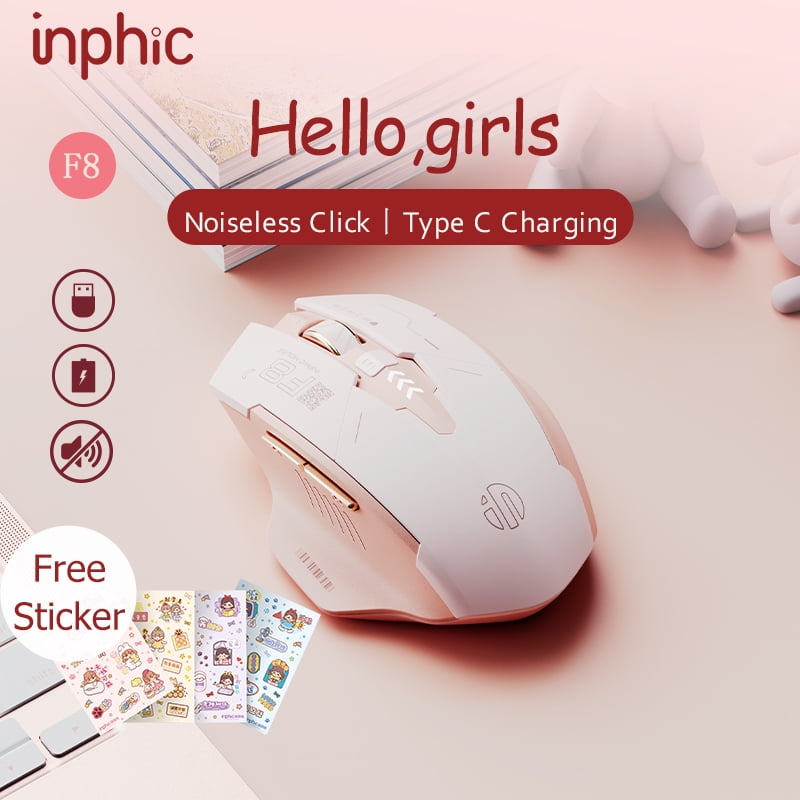 Inphic F8 2.4GHz Wireless Mouse Rechargeable Silent Clicks 2400dpi Optical Mice for Laptop PC ...