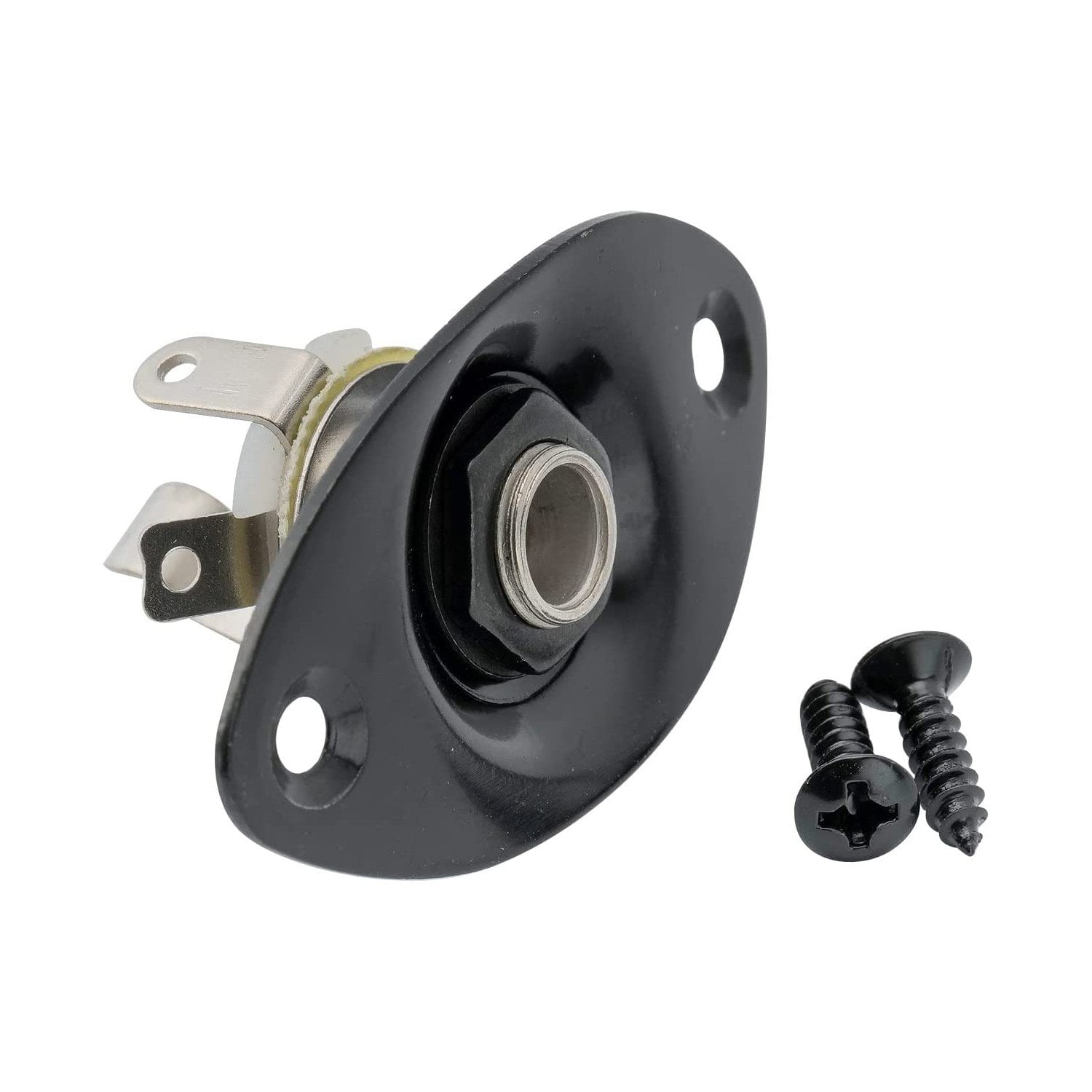 Input Output Jack and Plate Oval Black for Electric Guitar Telecaster ...
