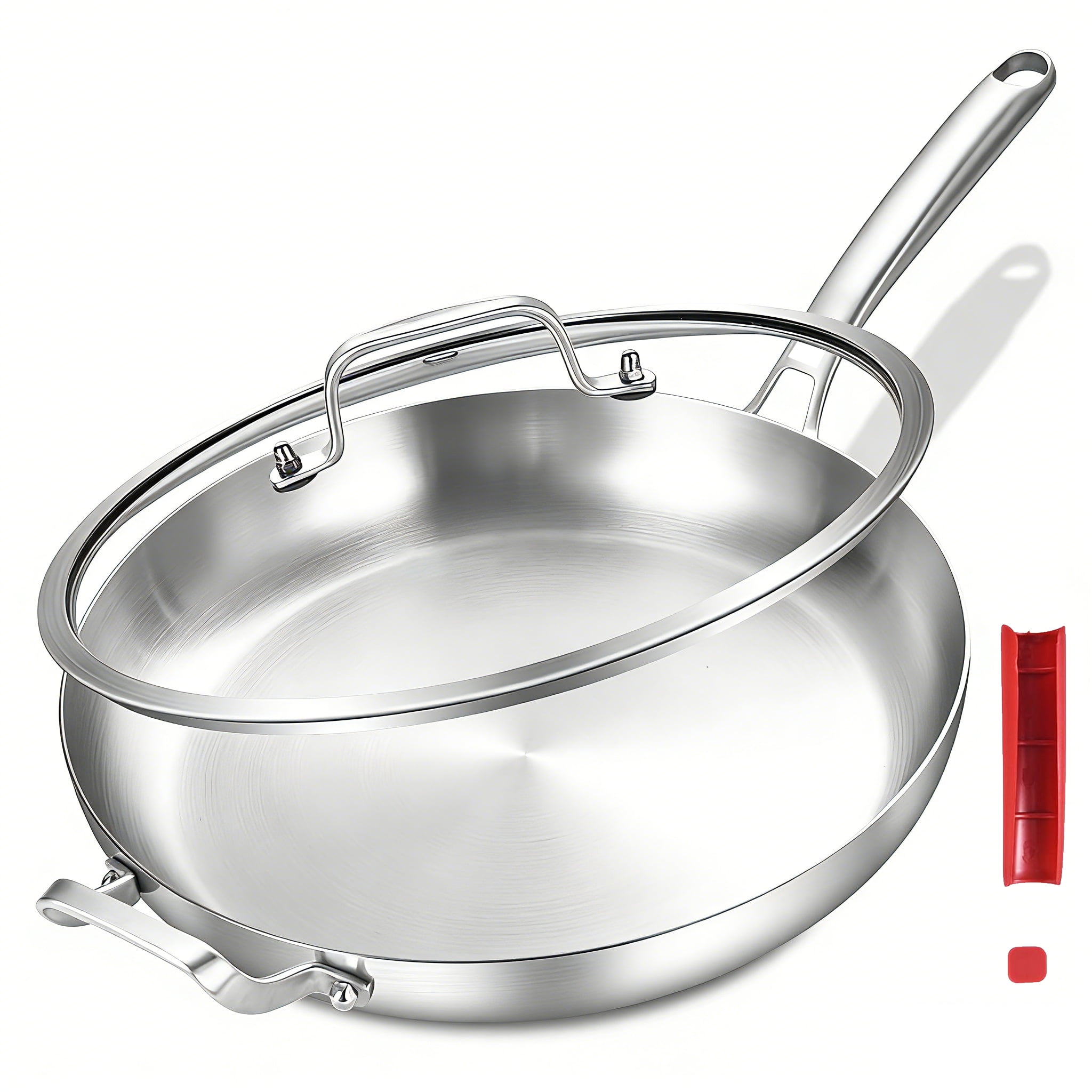 Inqibee, Frying Pan with Lid, 13 inch, Tri-Ply Stainless Steel ...