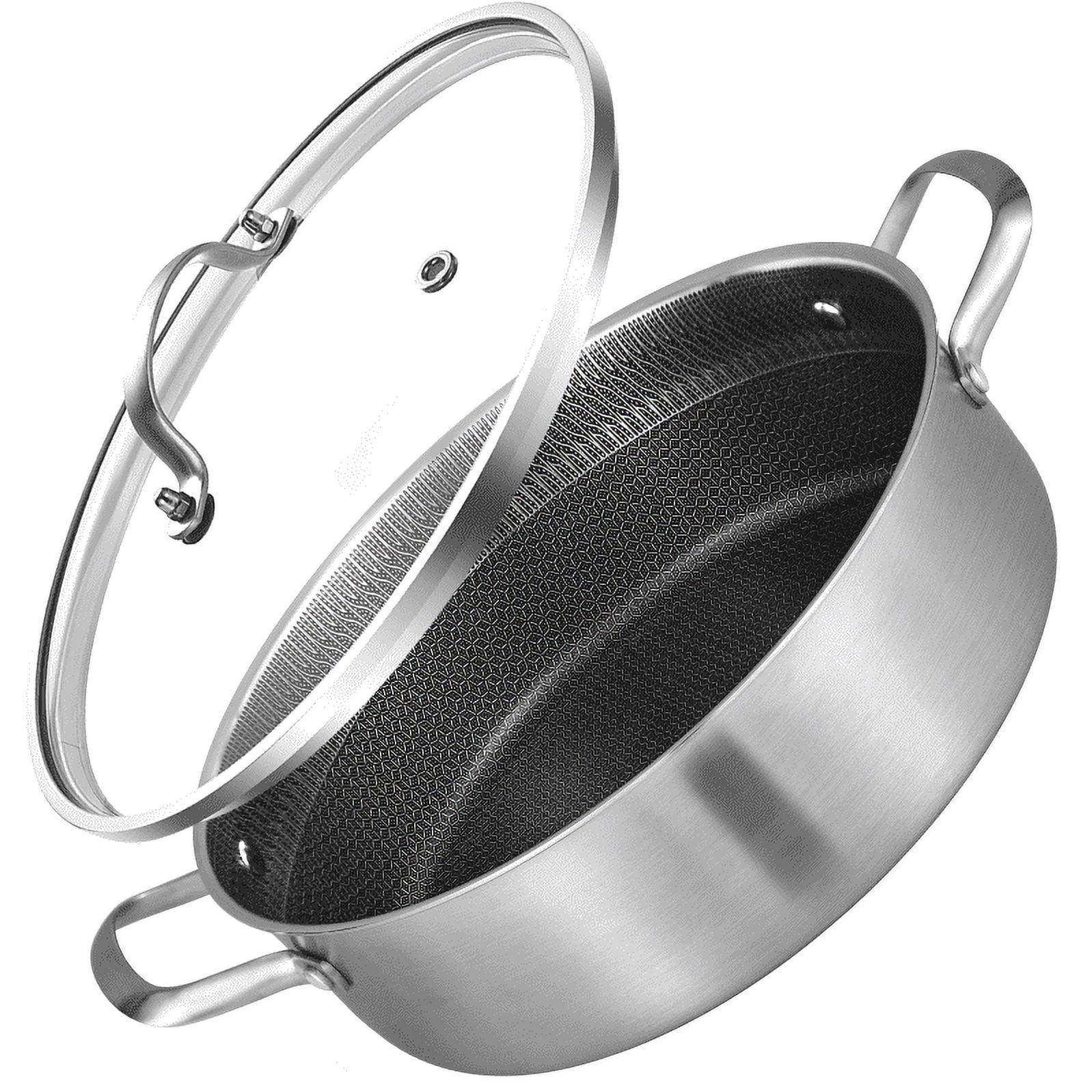 Inqibee 5 QT Hybrid Tri-Ply Stainless Steel Non Stick Sauté Pan with ...
