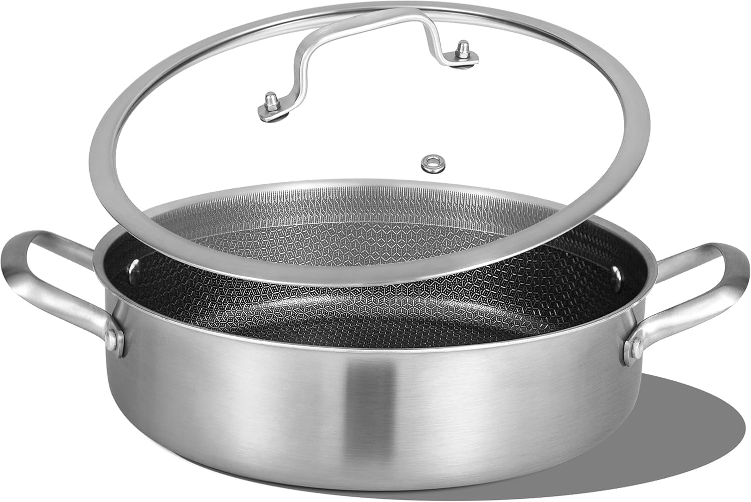 Inqibee 6 QT Hybrid Tri-Ply Stainless Steel Non Stick Sauté Pan with ...