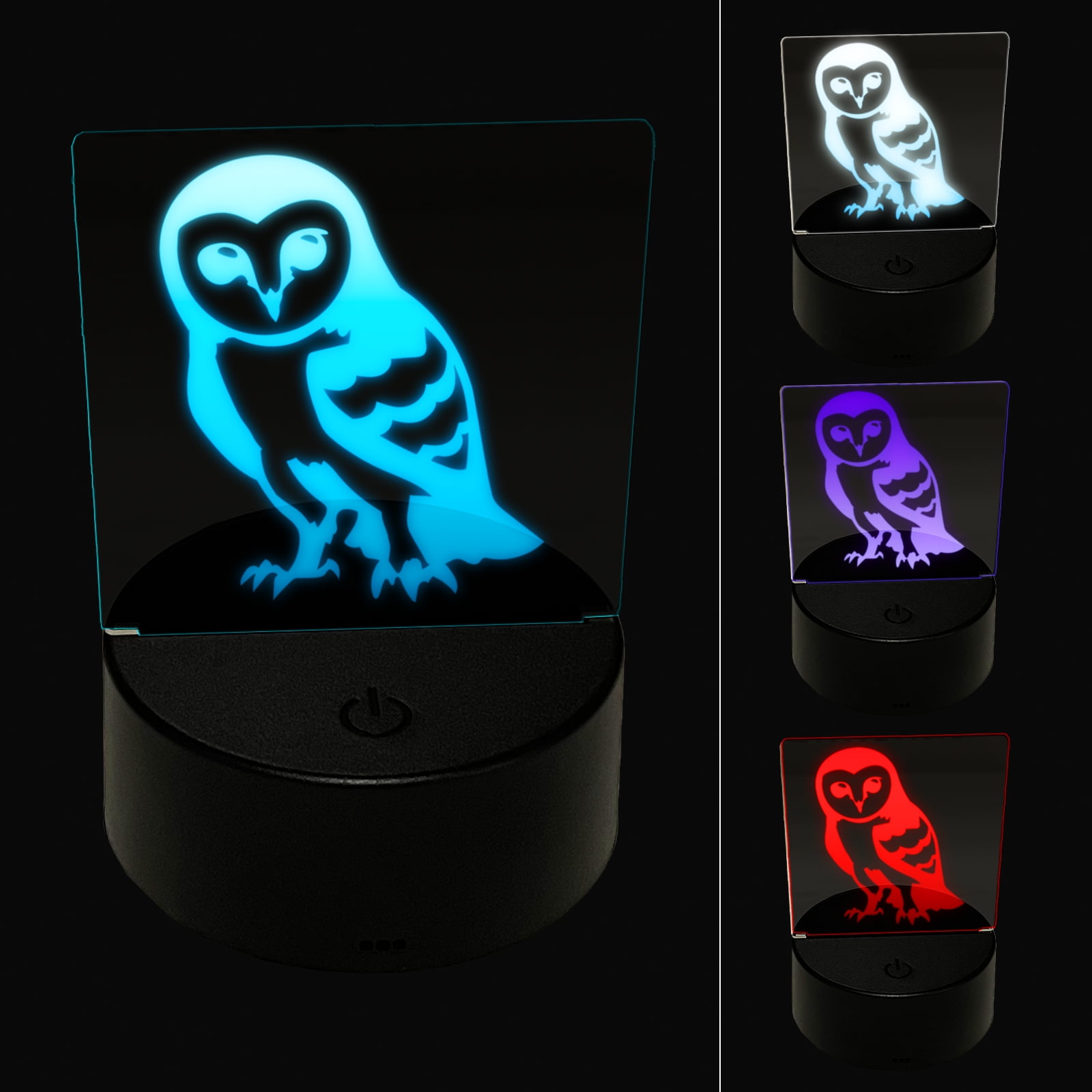 Inquisitive Barn Owl LED Night Light Sign 3D Illusion Desk Nightstand ...