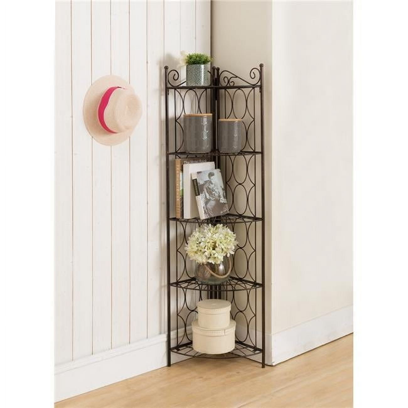 Inroom Furniture Designs BK158 Shelf Corner Unit Metal - Brushed Copper ...
