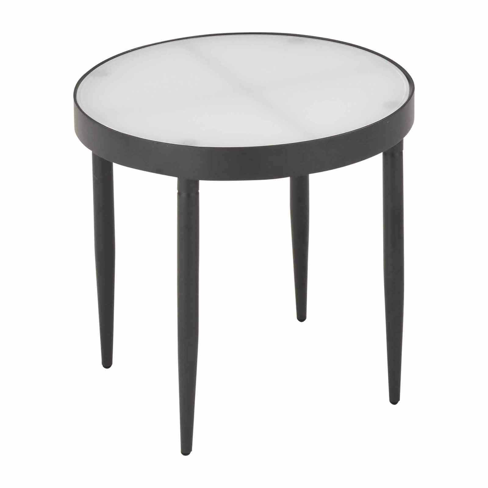 IN Room Furniture Designs Modern Glass and Metal End Table in Black ...