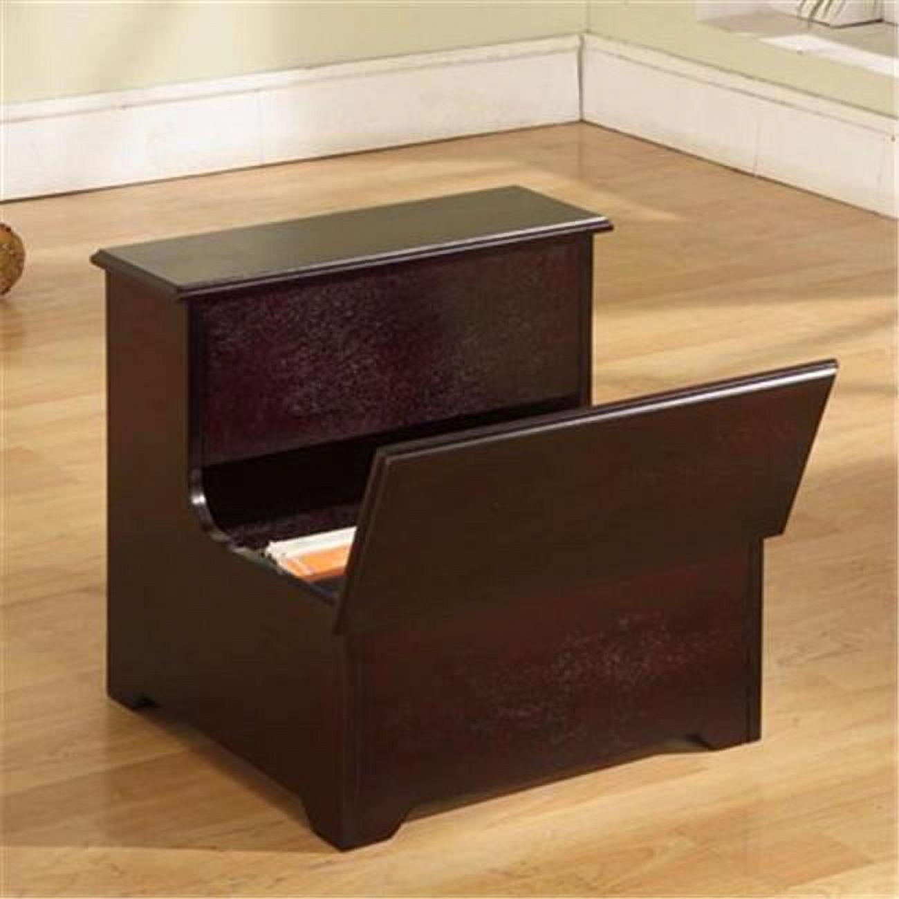 Inroom Furniture Designs Wooden Storage Step Stool, Dark Cherry Finish ...