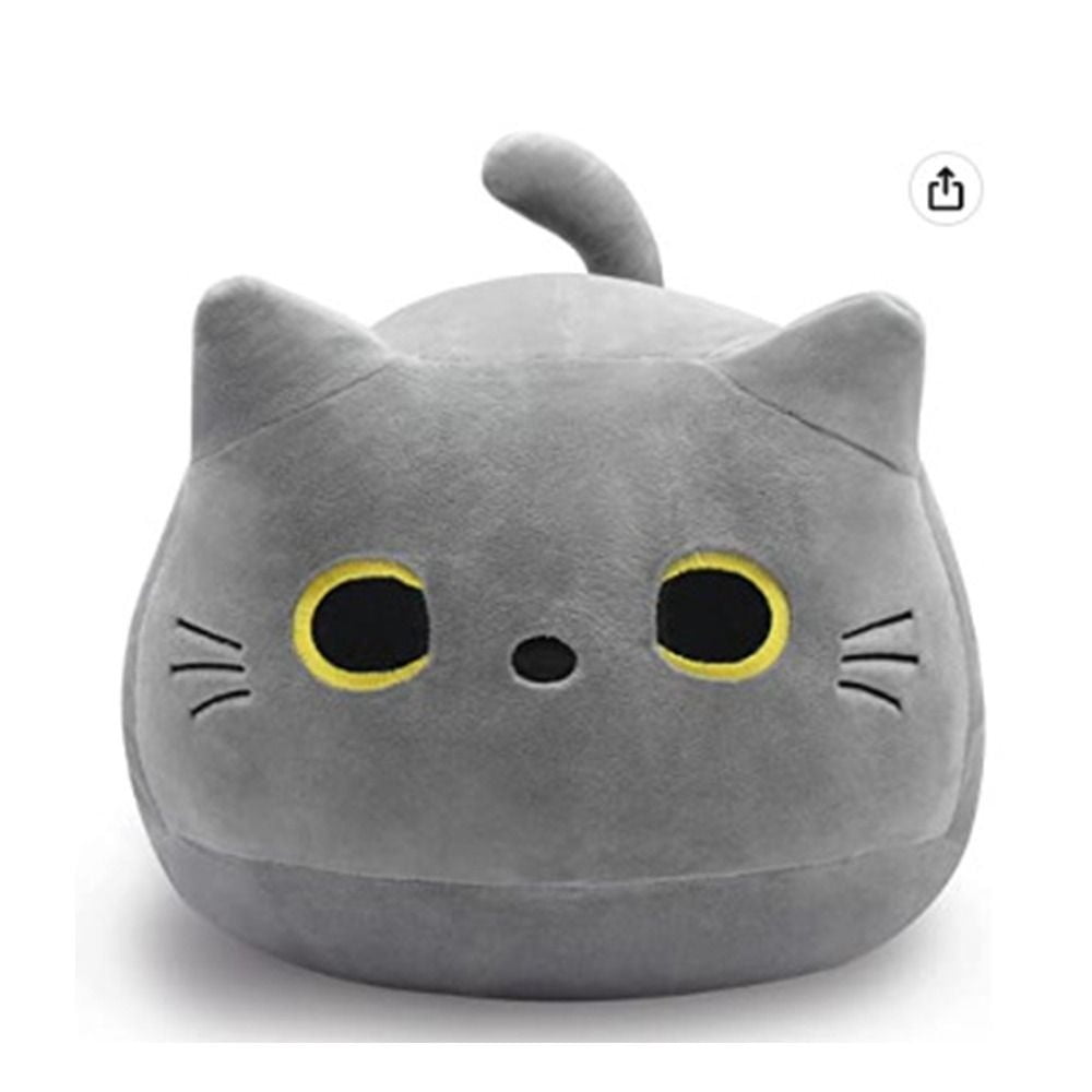 Ins 10/30CM Black Cat Plush Pillow Cartoon Cat Head Plushie Stuffed ...
