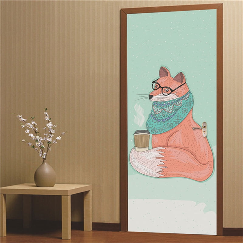 Ins Cartoon Sticker on the Doors PVC Self-adhesive Waterproof Wallpaper ...