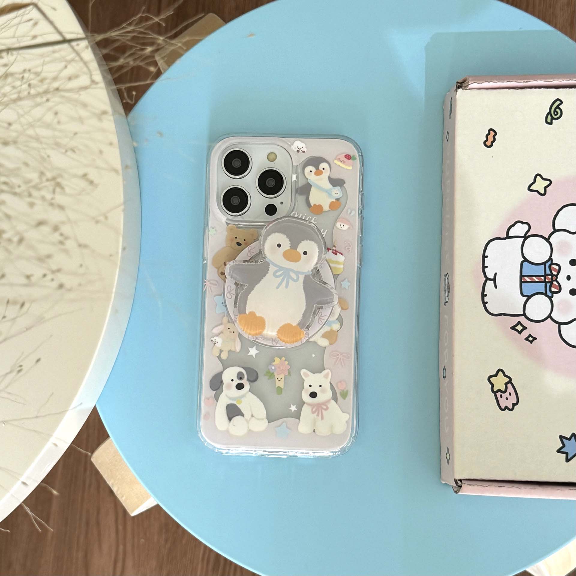 Ins Korea Cartoon Animals Cake Cover For Iphone 13 14Pro 15 Pro Max ...
