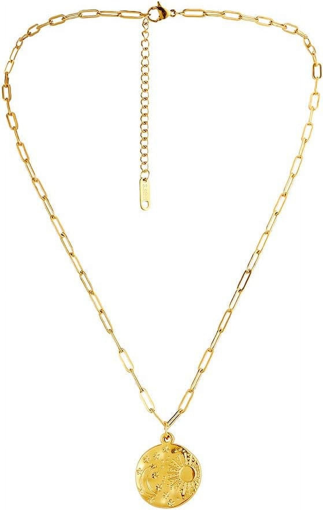 Ins Premium Easy-Matching Stainless Steel Gold Vintage Round Coin Cross ...