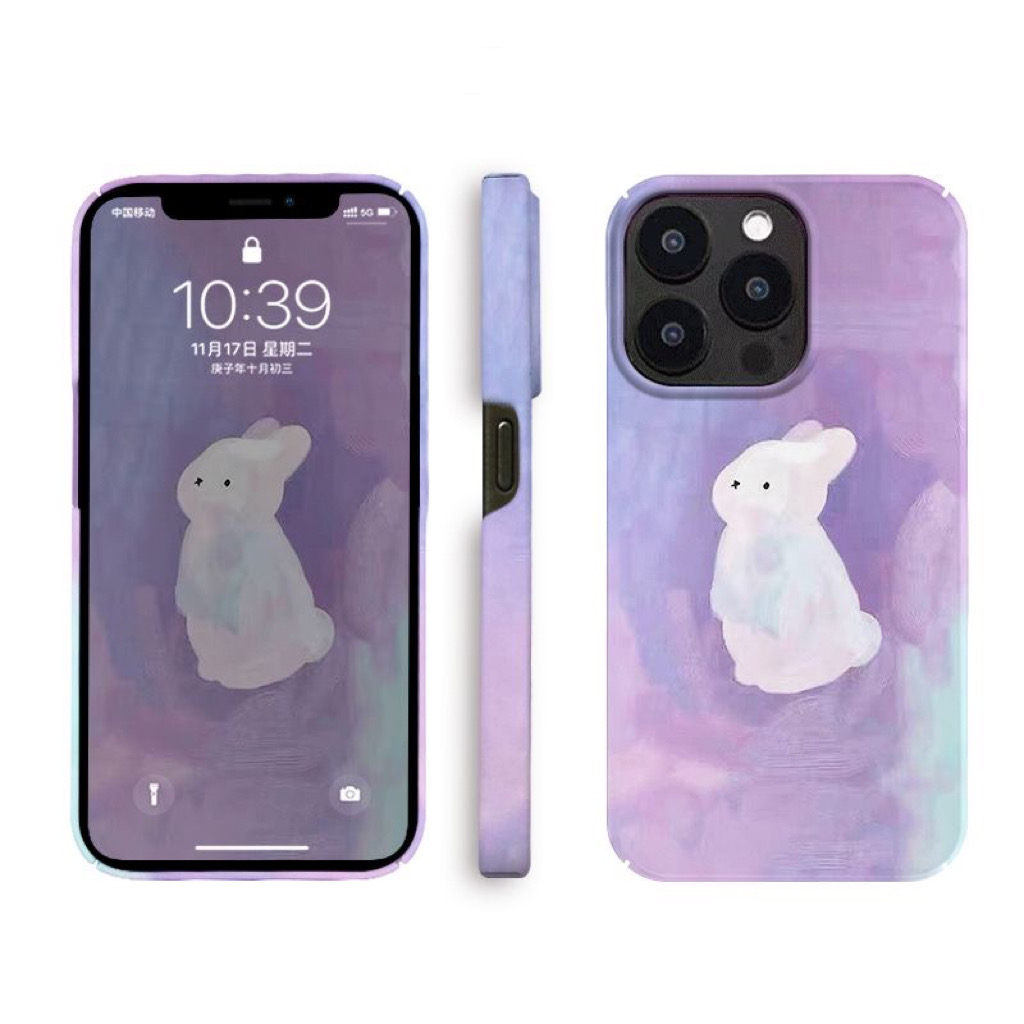 Ins Purple Gradient Rabbit Cartoon Cute PC Case for IPhone 15 14 13 Pro ...