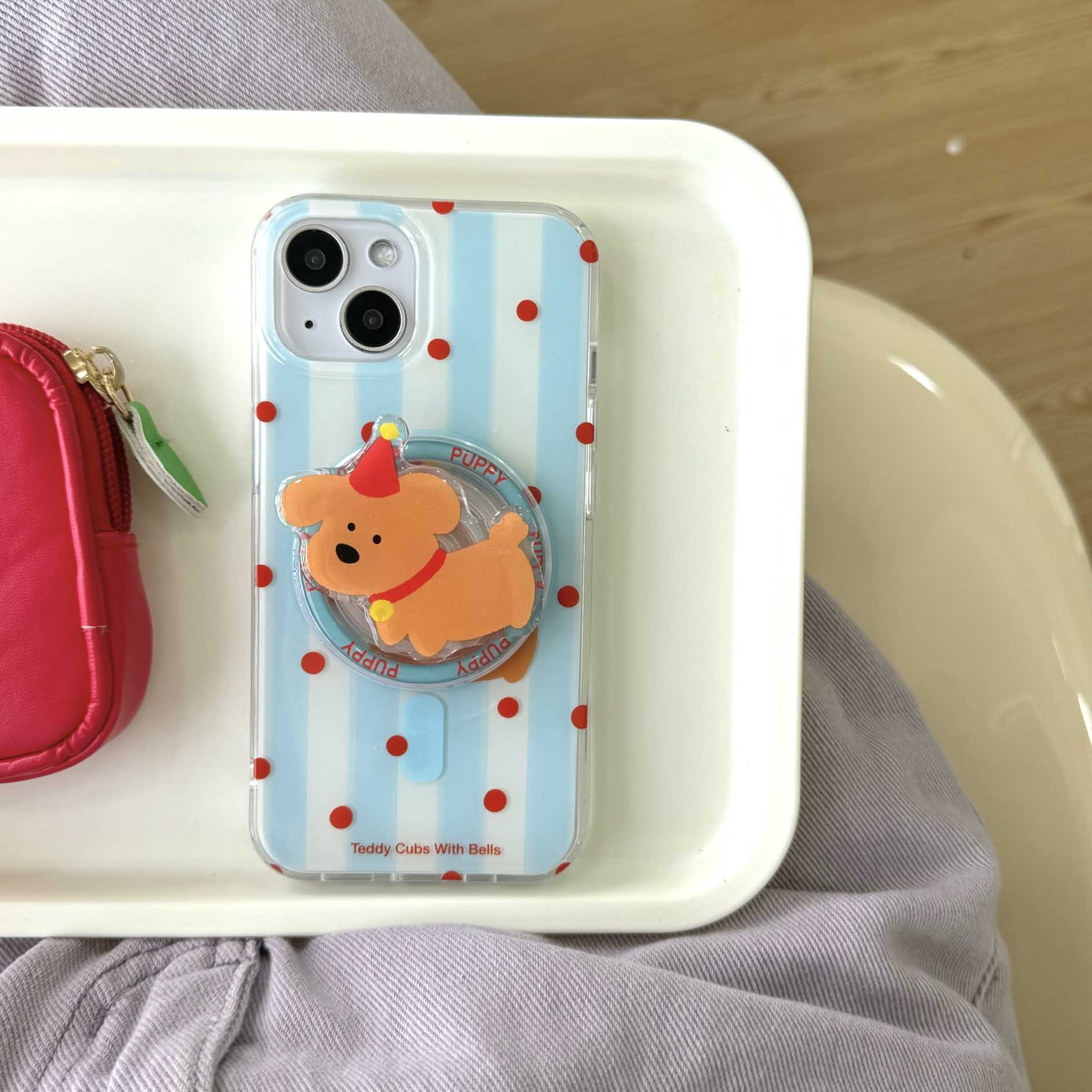 Ins Red Spots Blue Stripes Cover For Iphone 14Pro 13 15promax 13Pro 12 ...