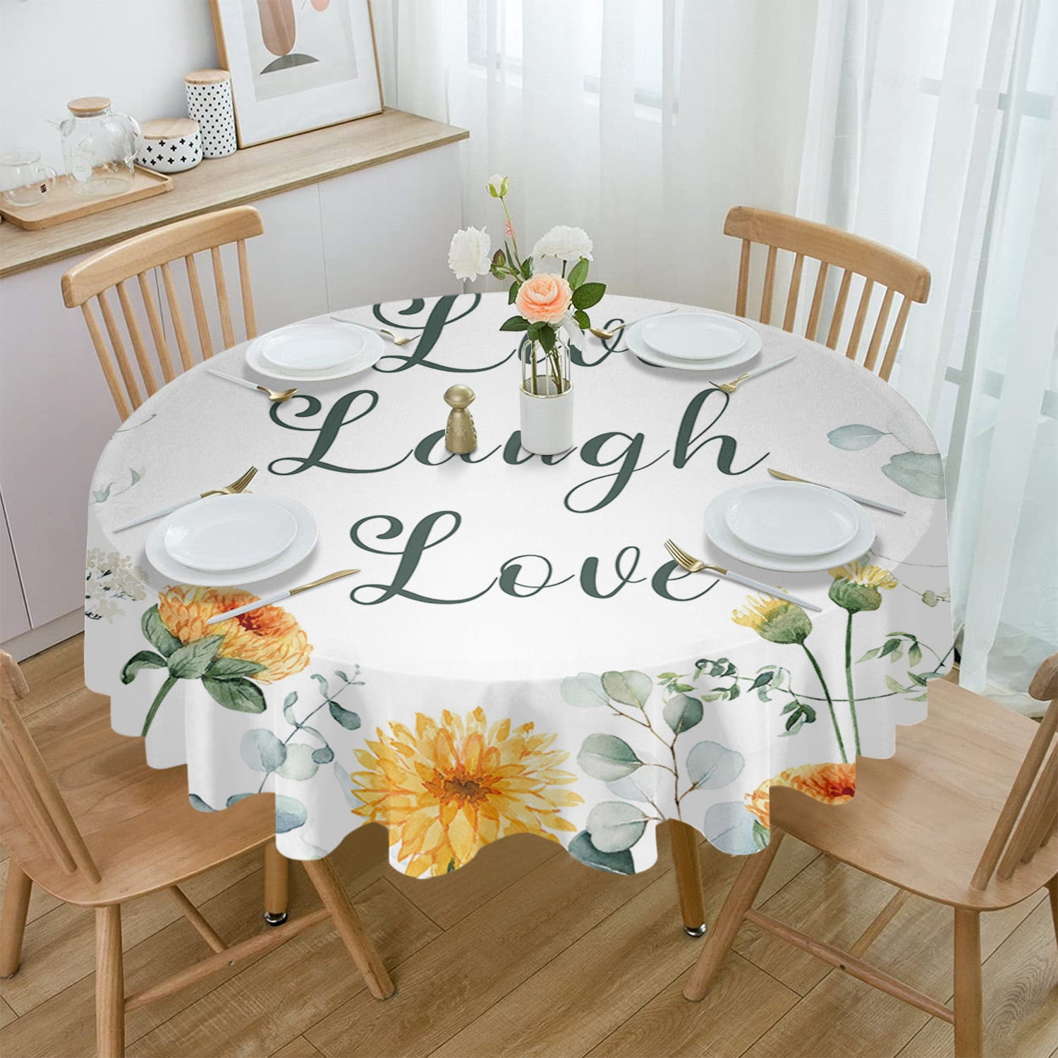 Ins Style Eucalyptus Dandelion Flowers Round Tablecloth Wedding Hotel ...