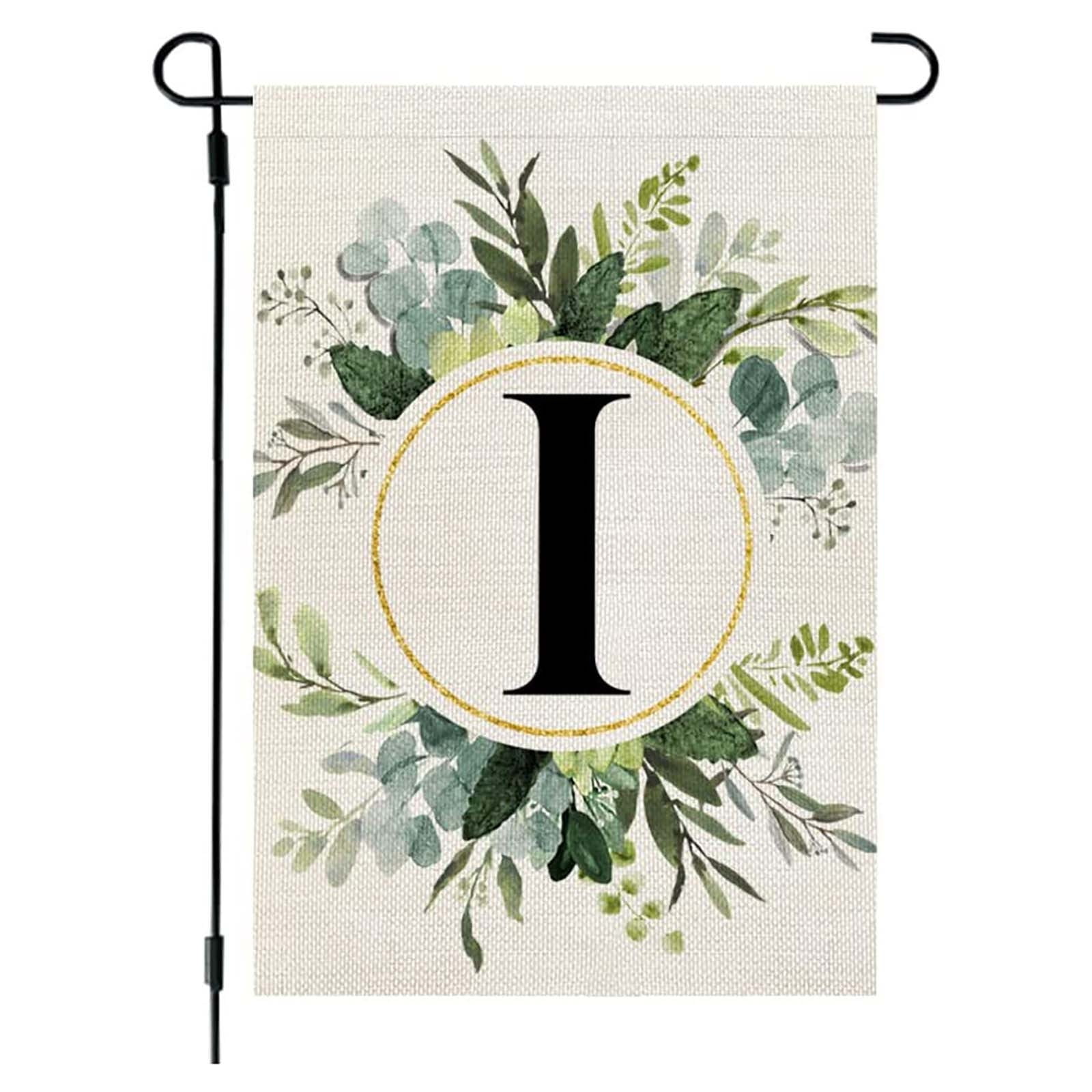 Ins Style Flax Garden Flag, 26 Letters & Green Plant Printing, Double ...