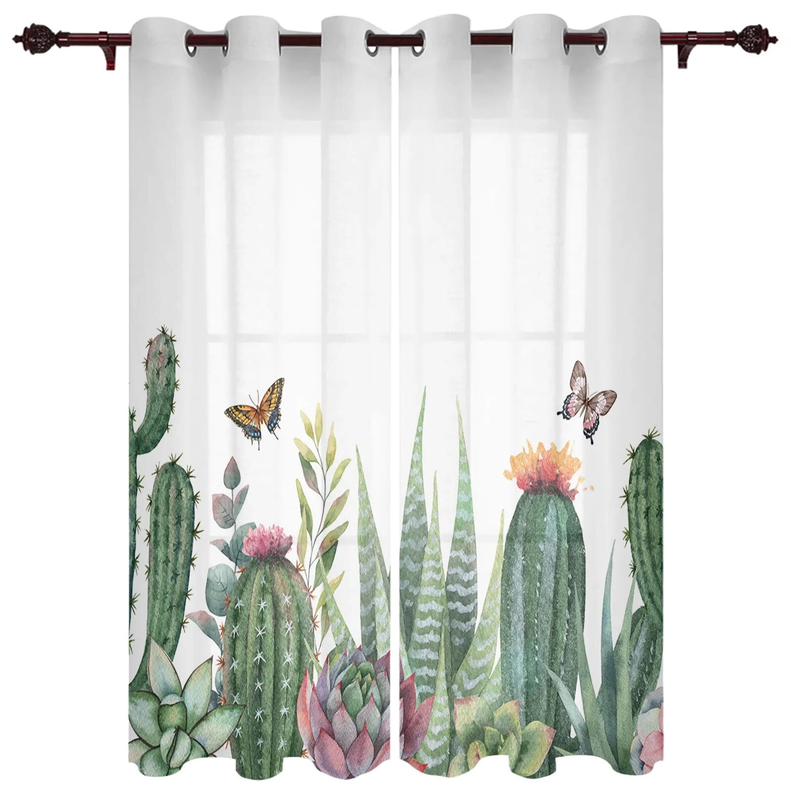 Ins Style Garden Cactus Tropical Plant Modern Curtains For Bedroom Cafe ...