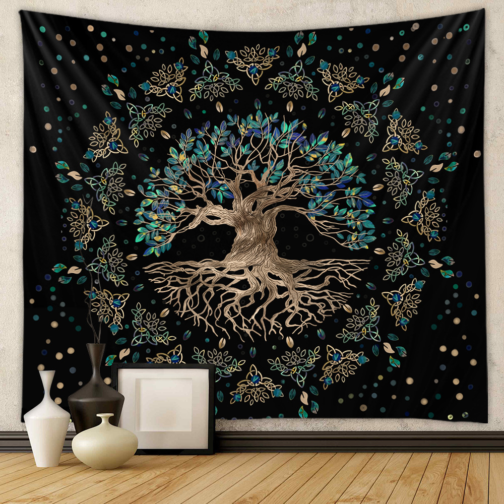Ins Style Tapestry Sun and Moon Trees Skulls Background Wall Bohemian ...