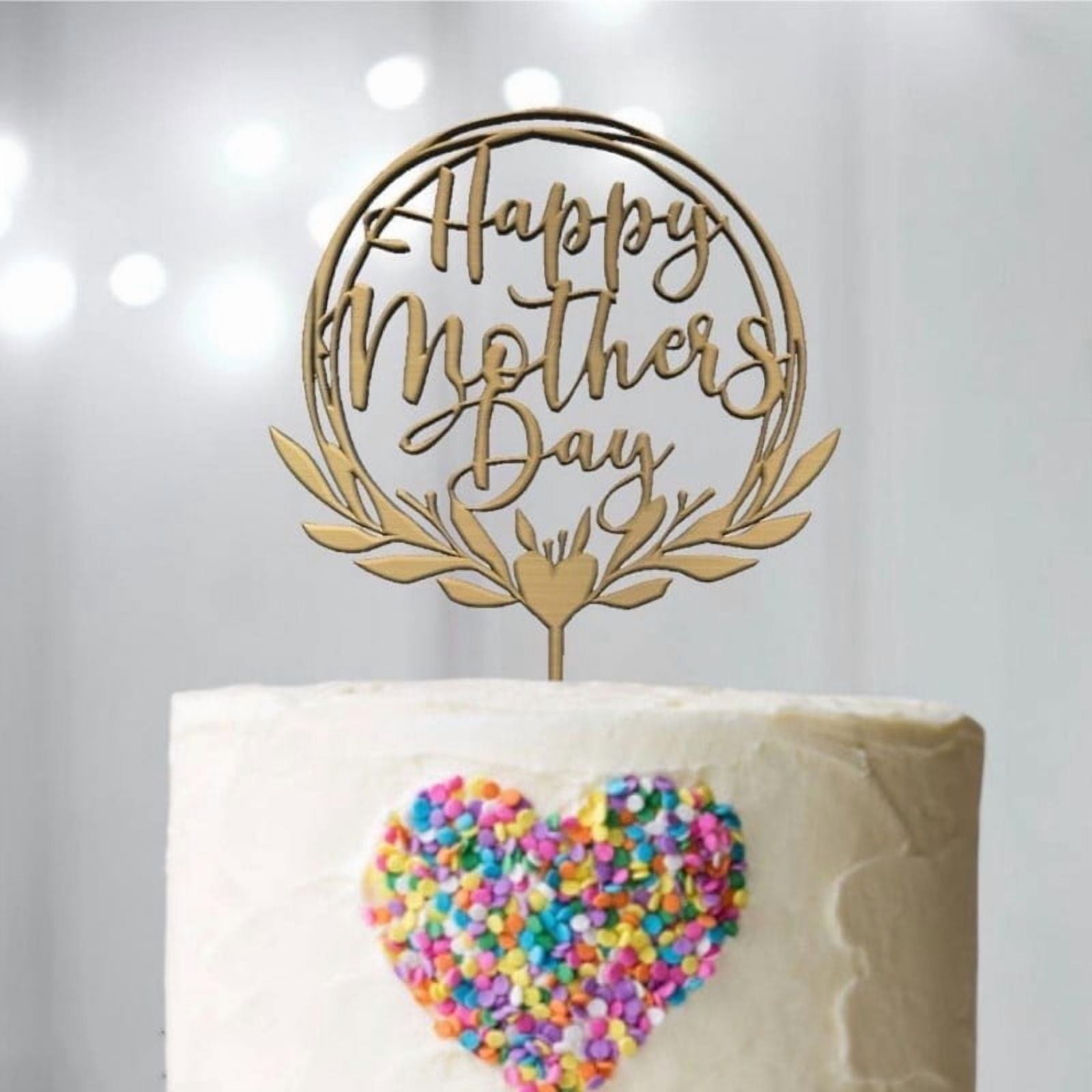 Ins style wooden cake decoration Mother's Day wooden cake plugin Happy ...