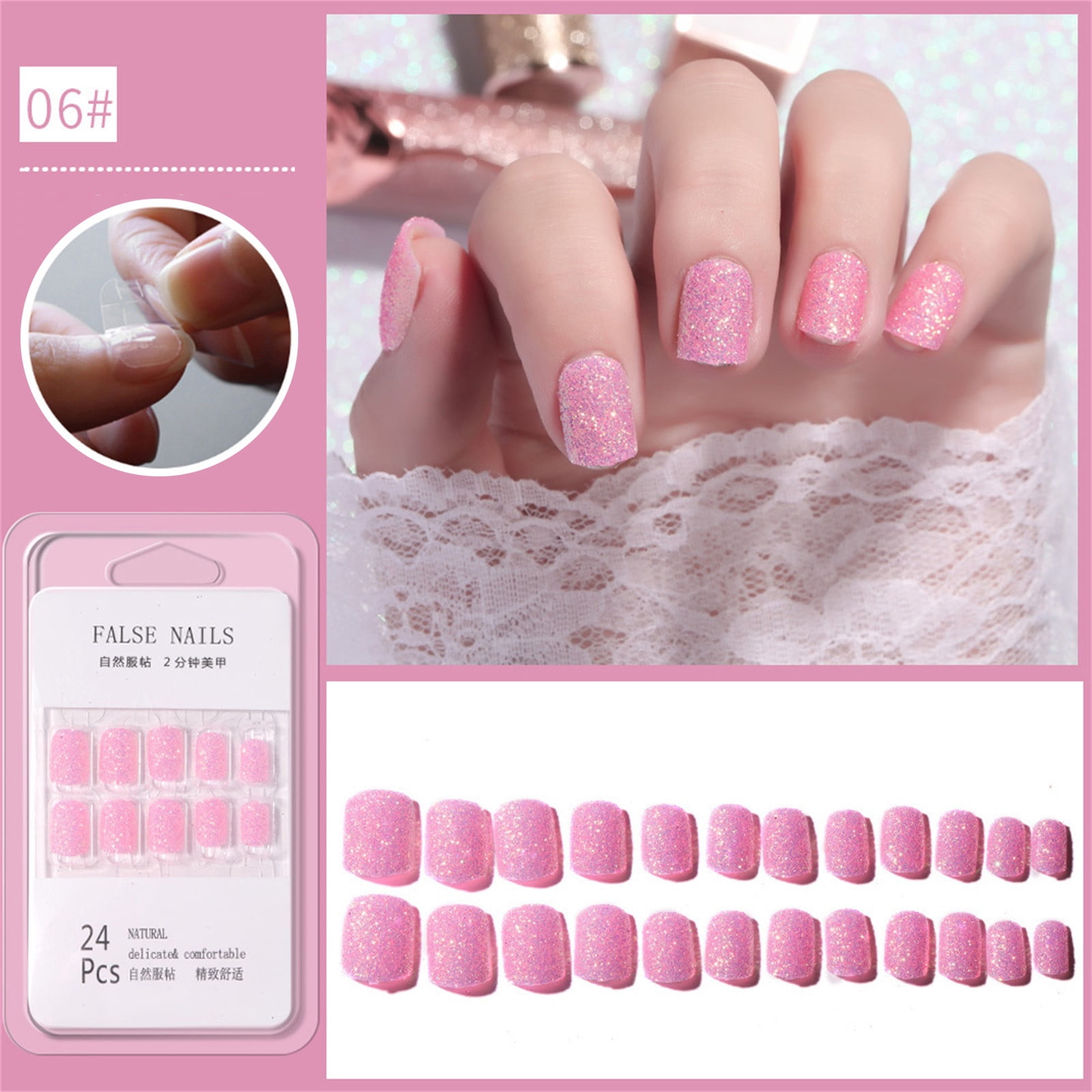 InsCrazy 24Pcs Press on Nails Short Nails Fake Nails Nail Glue Nail Kit ...