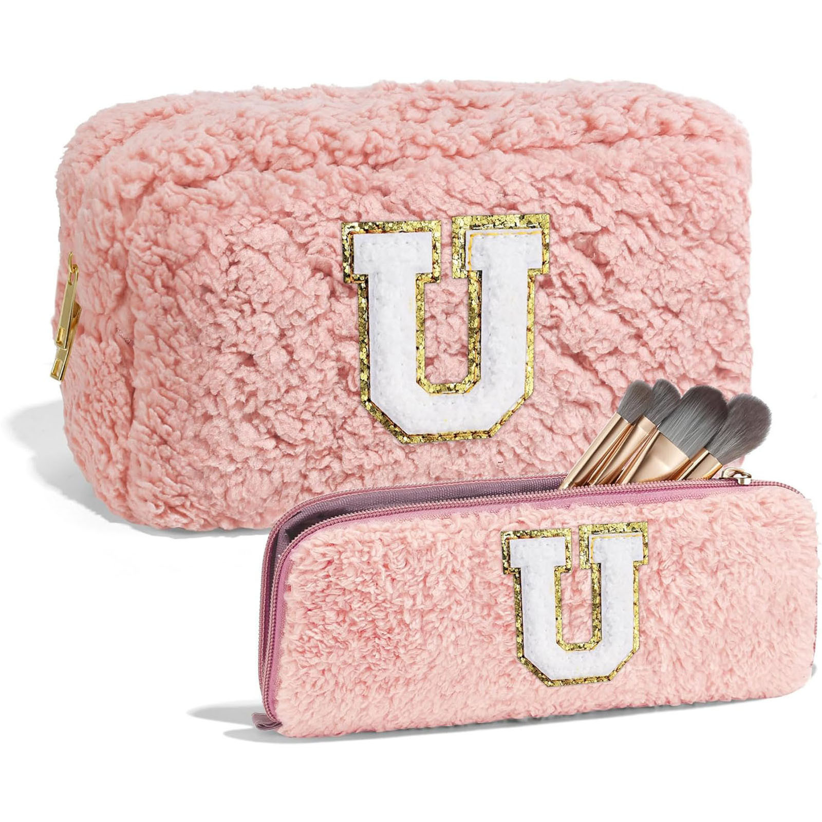 InsCrazy 2PC Makeup Bag Comestic Bag Initial Makeup Bag Travel Makeup ...