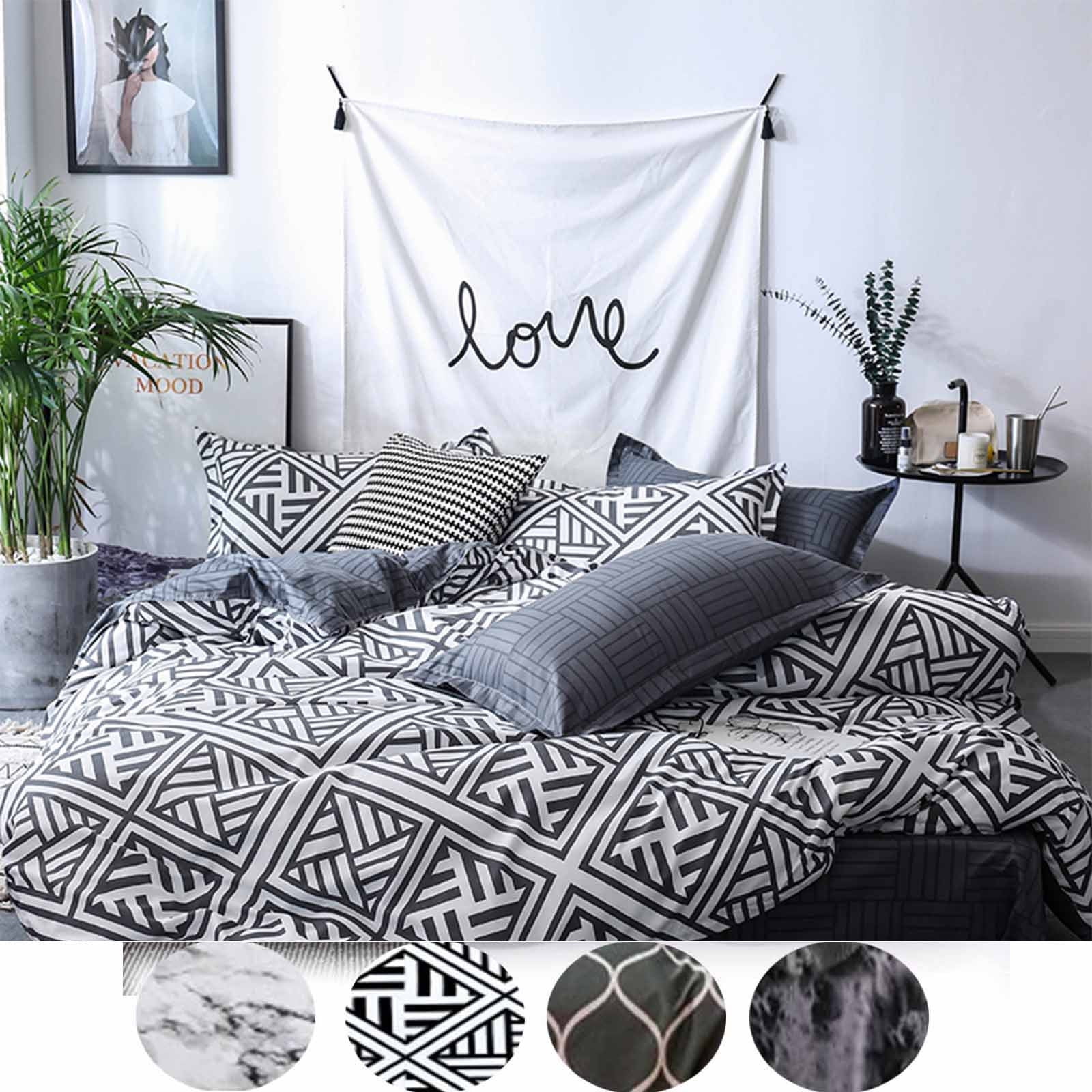 InsCrazy 3PC Full Size Bedding Set, Duvet Cover and Pillow Cases, Soft ...