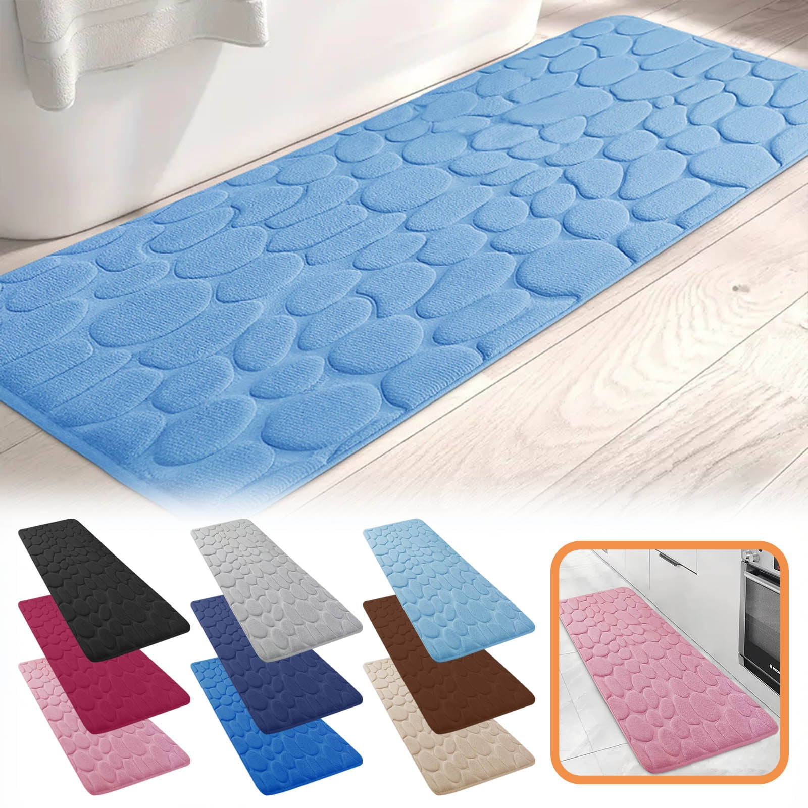 InsCrazy Bathroom Rugs Bath Rug Embossed Bathroom Mat Water Absorbent ...