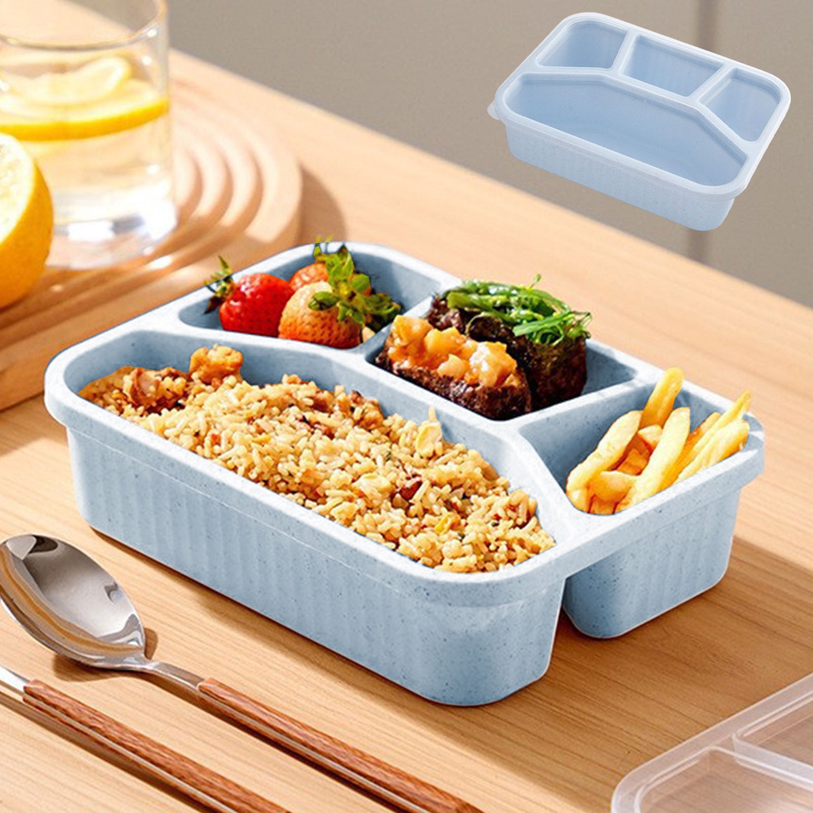 InsCrazy Bento Box Adult Lunch Box Four-compartment Snack Box - Walmart.com