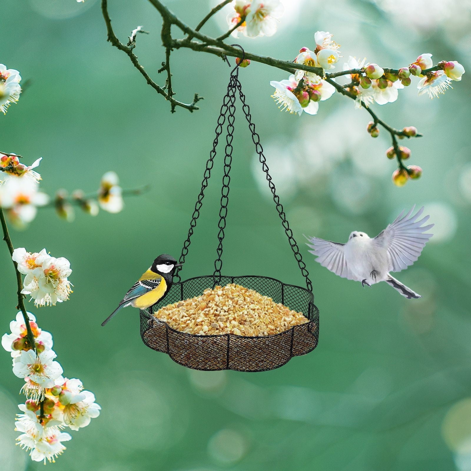 InsCrazy Bird Feeder, Spring Decor Outdoor Two and One Suspended ...