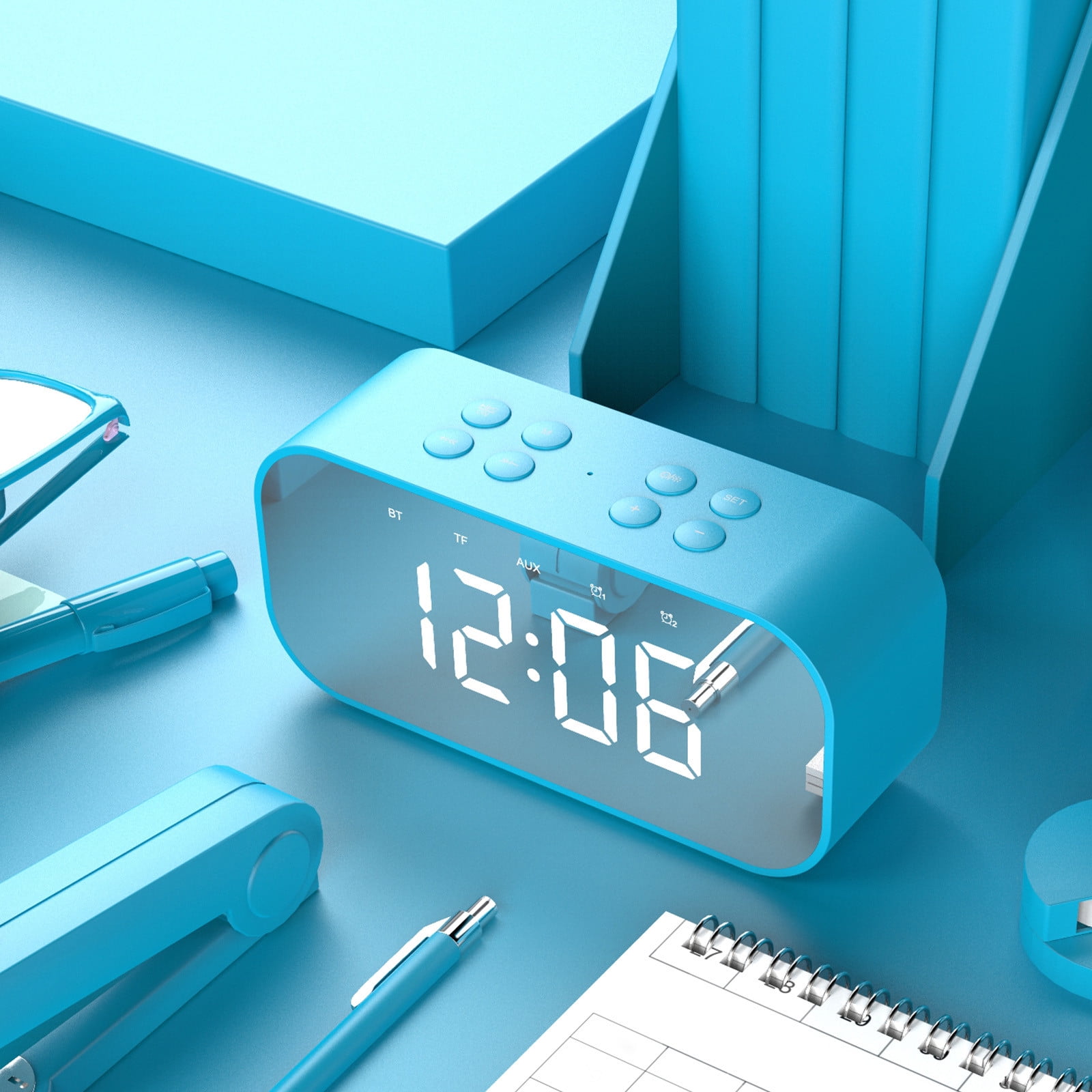 InsCrazy Bluetooth Speaker with Clock LED Mirror Clock with Screen 5.0 ...