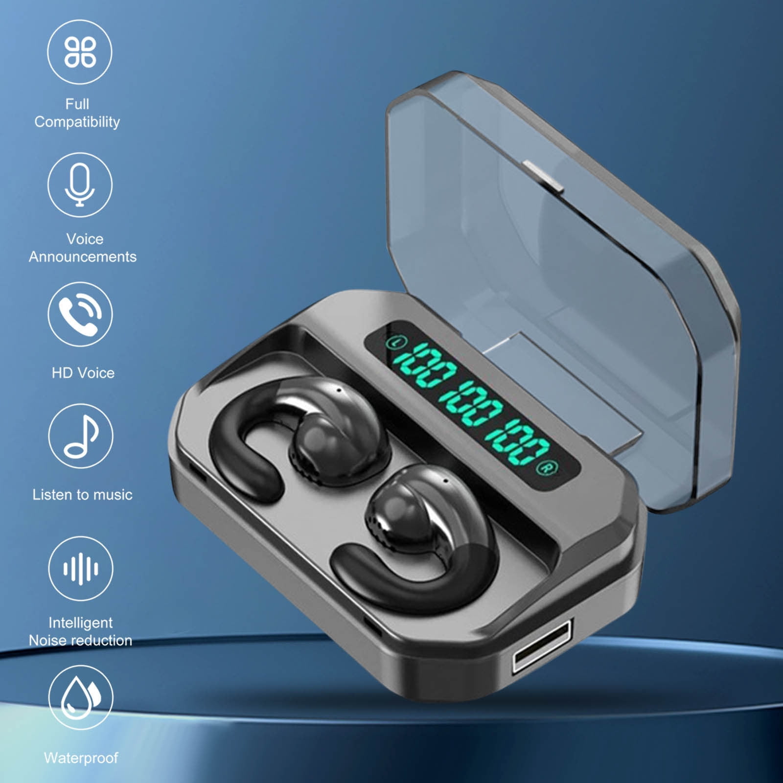 InsCrazy Bones Conduction Bluetooth Wireless Headphones Wireless ...