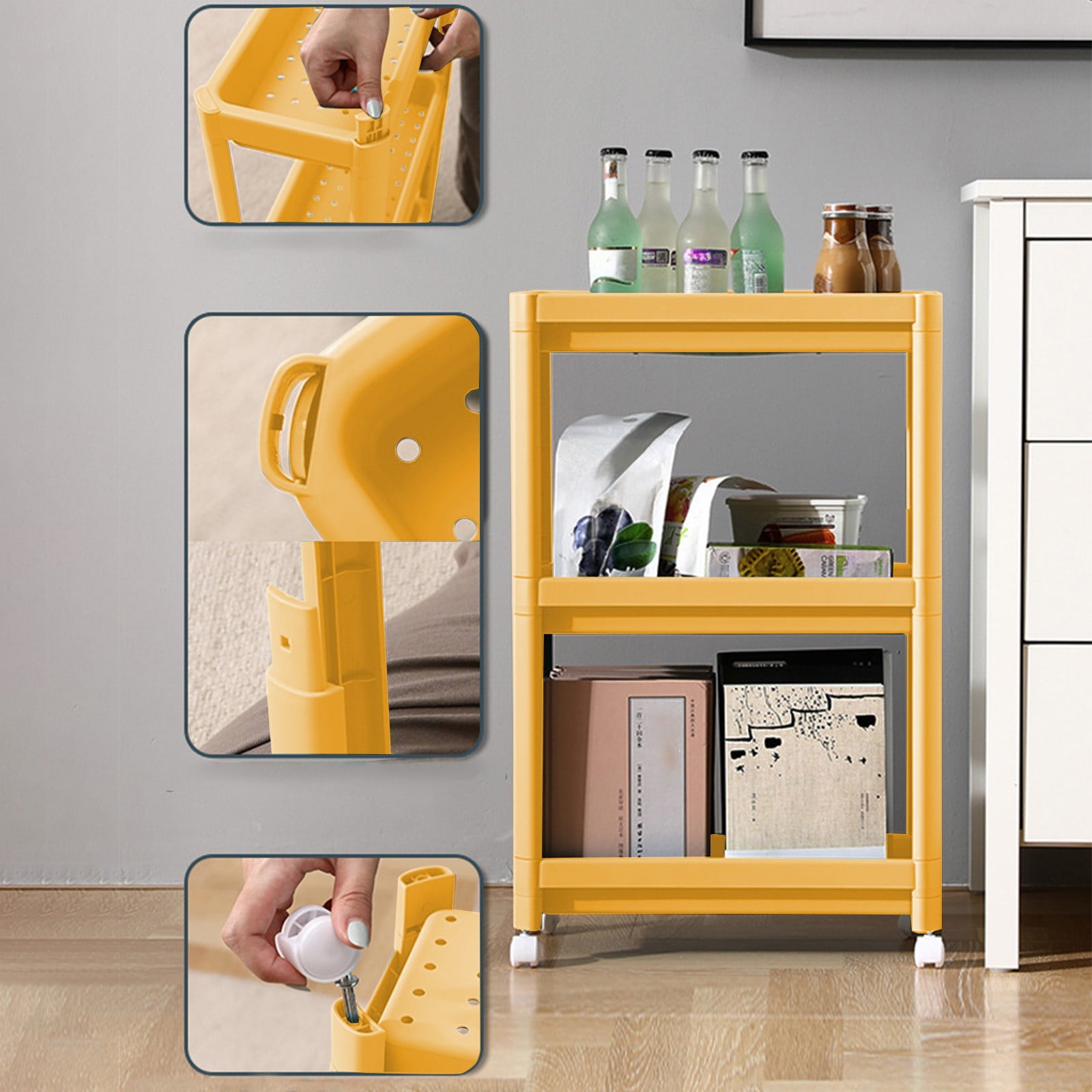 InsCrazy Closet Organizer Slim Rolling Storage Cart Three Layer Narrow ...