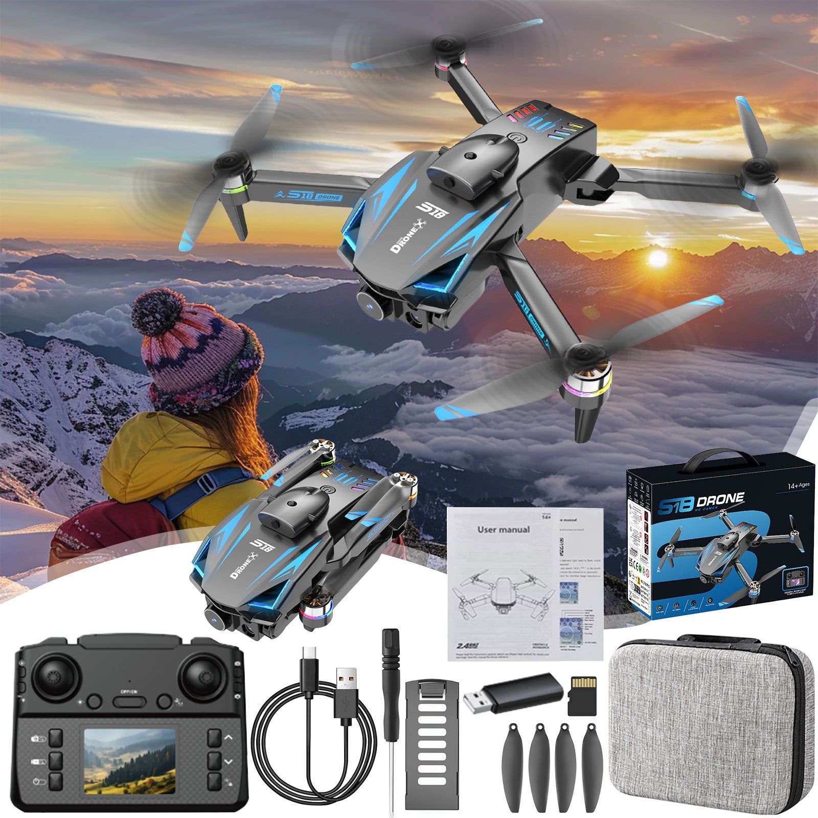 InsCrazy Drone with HD Camera & Built-in Screen Controller, Brushless ...