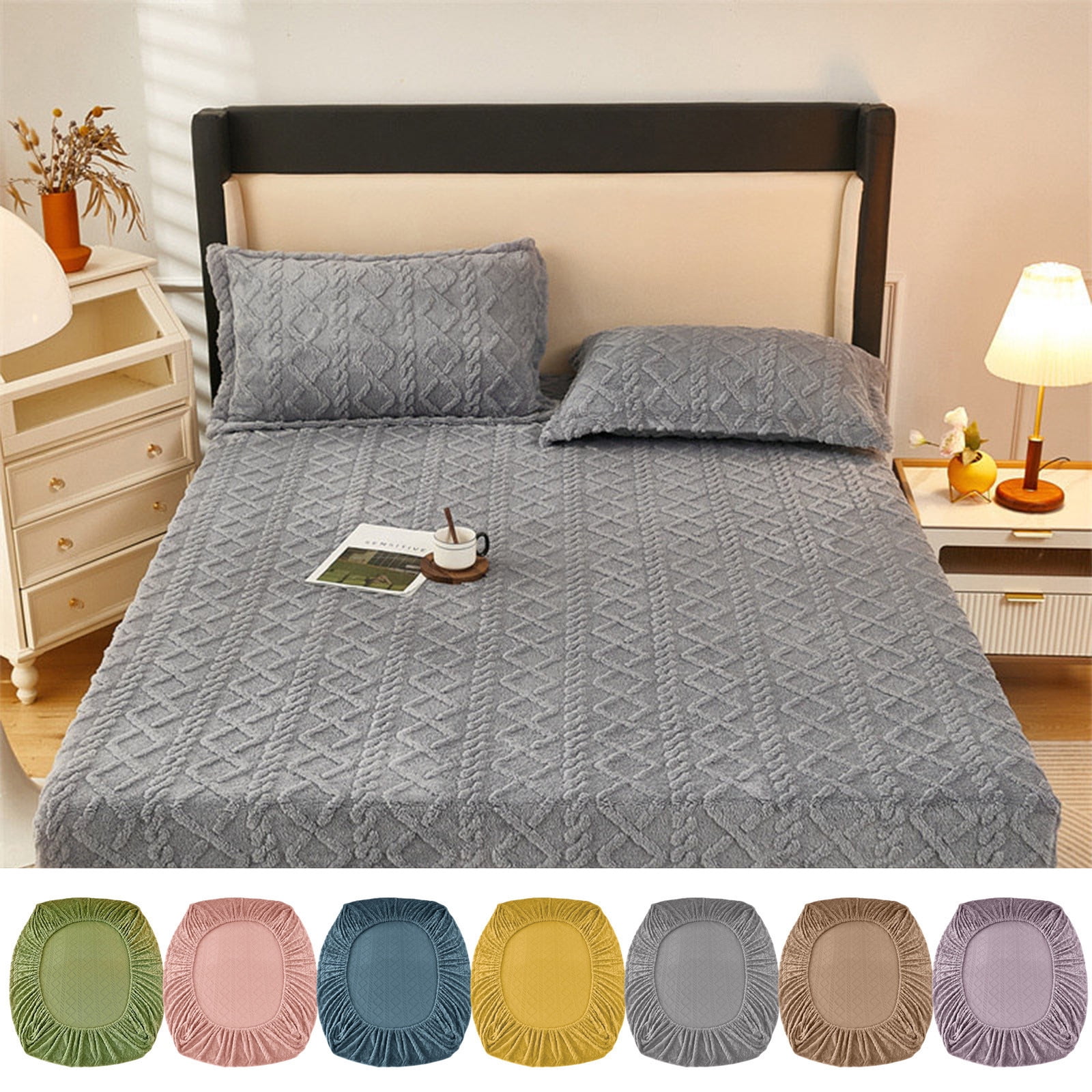 InsCrazy Full Size Fitted Sheet, Thickened Flannel Full Mattress Cover ...